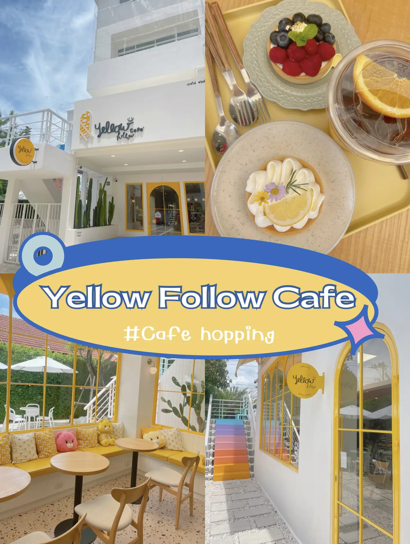 คาเฟ่เปิดใหม่หัวหิน-ชะอำ ♡‧₊˚ Yellow Follow Cafe🍋 | แกลเลอรีที่โพสต์โดย saranae review | Lemon8