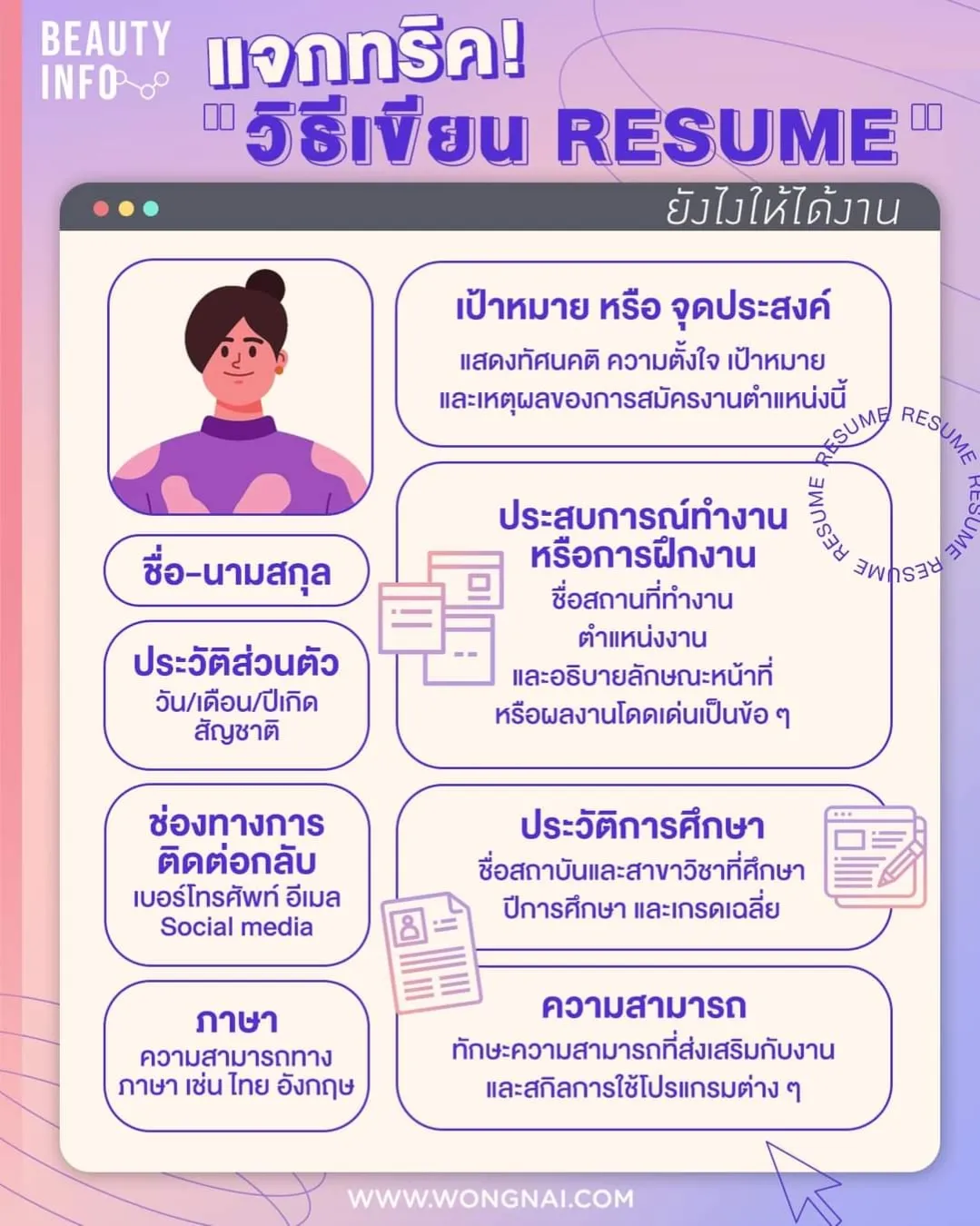 เขียนประสบการณ์ใน Resume ยังไงให้ปัง | แกลเลอรีที่โพสต์โดย AIRA | Lemon8
