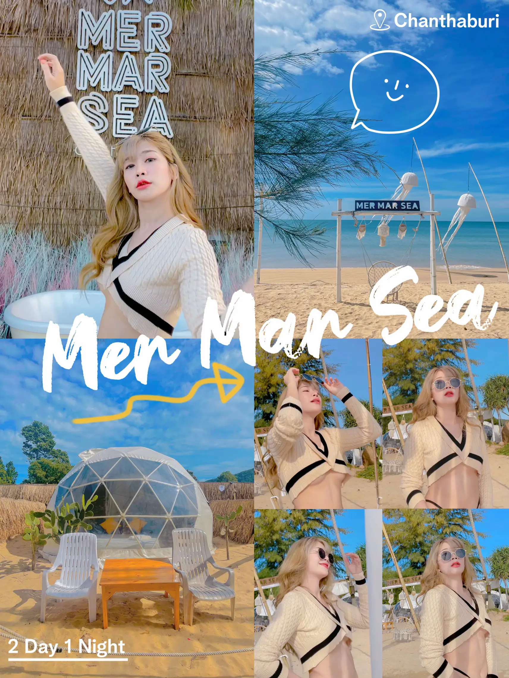 หนีแมวไป 🌙 Mer Mar Sea 💦นอนเต้นท์โดม 🛖 ติดริมทะเล | แกลเลอรีที่โพสต์โดย Nook.Sano | Lemon8