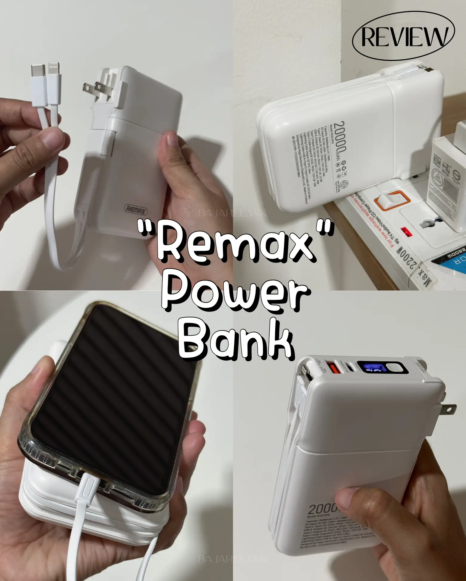 รีวิว Power Bank Remax ชิ้นเดียวจบ ไม่ต้องพกสาย! | แกลเลอรีที่โพสต์โดย Bajaree.wk | Lemon8