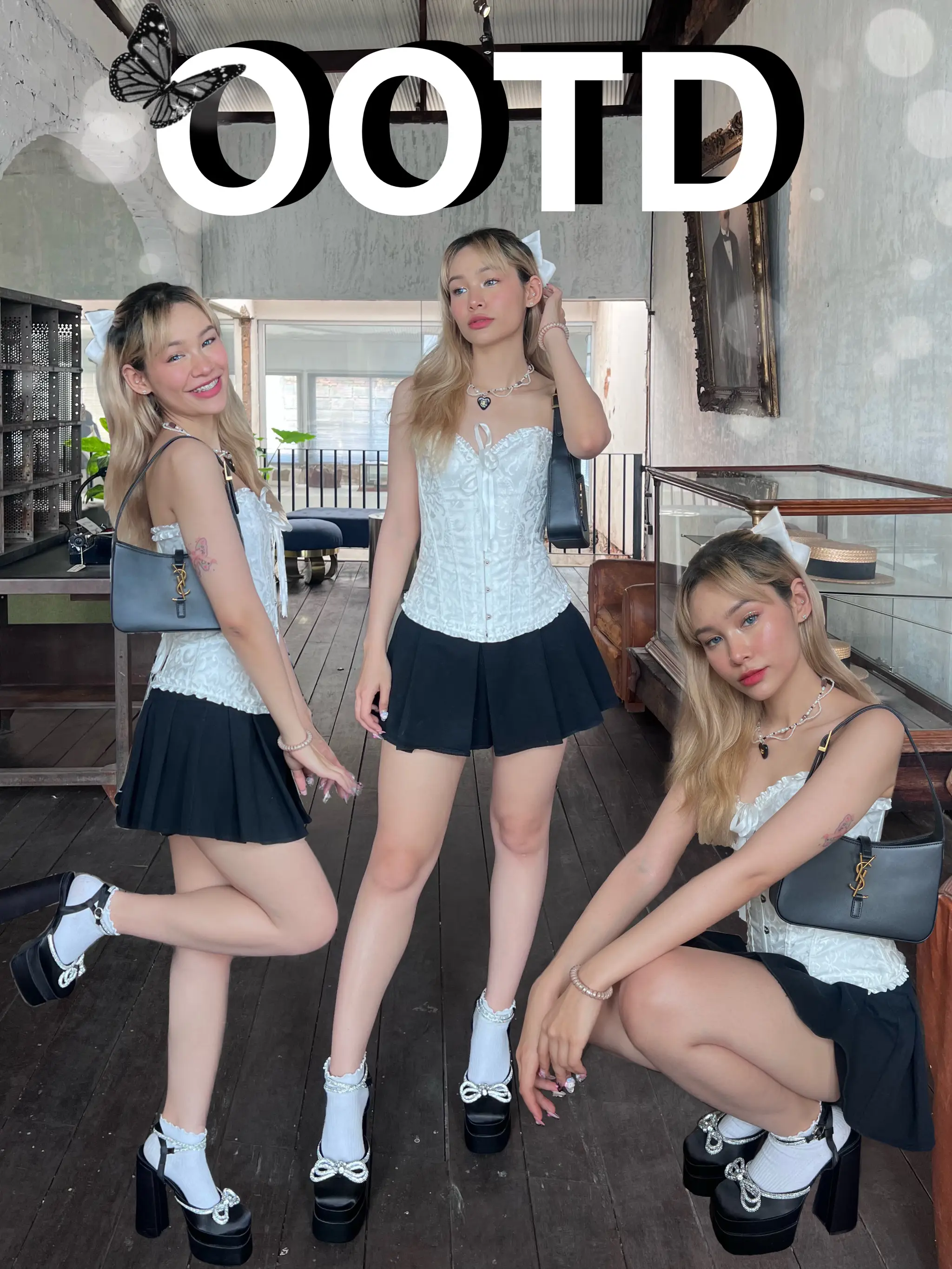 🖤OOTD ลุคเจ้าหญิง👑 ฉบับขาวดำ พร้อมพิกัดทั้งชุด!! | แกลเลอรีที่โพสต์โดย Helen 💖 | Lemon8