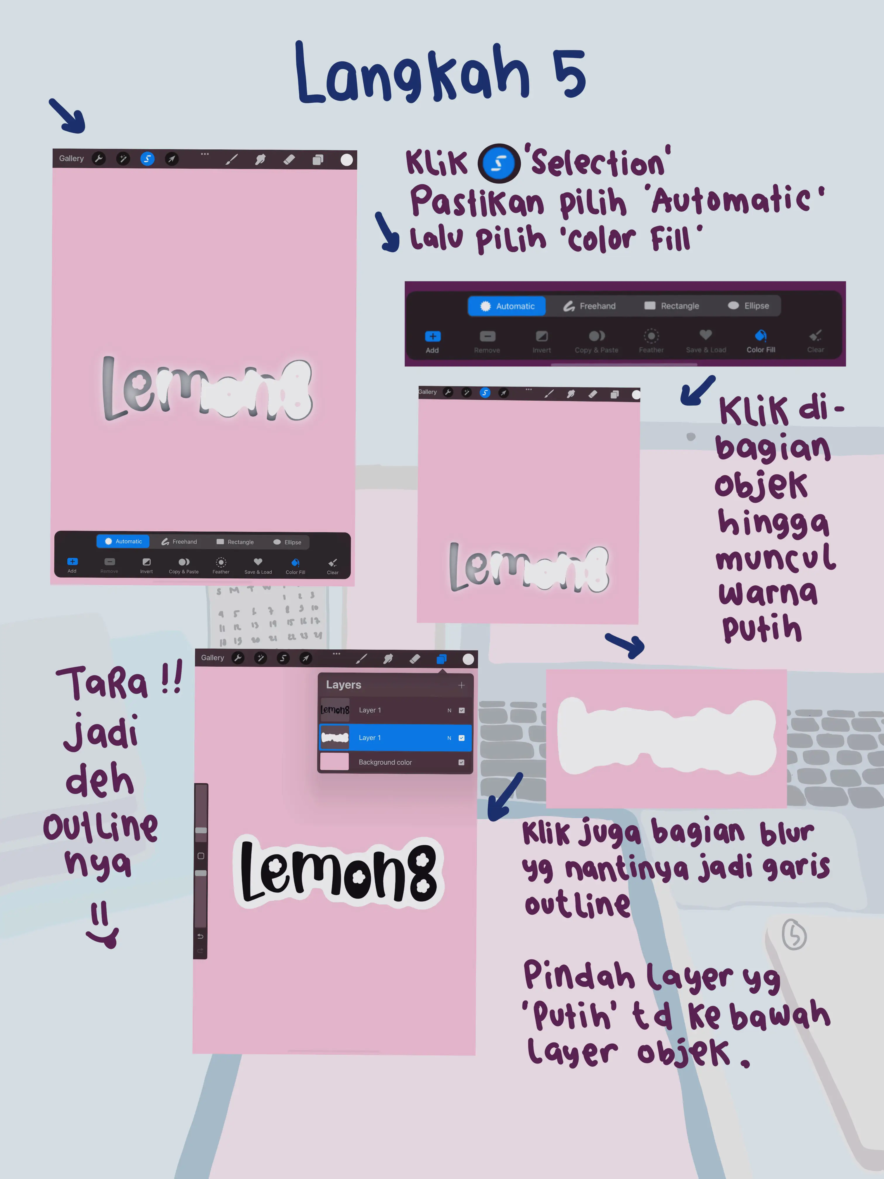 Tips bikin outline ala stiker pake procreate | Galeri diposting oleh Ota_diginote | Lemon8