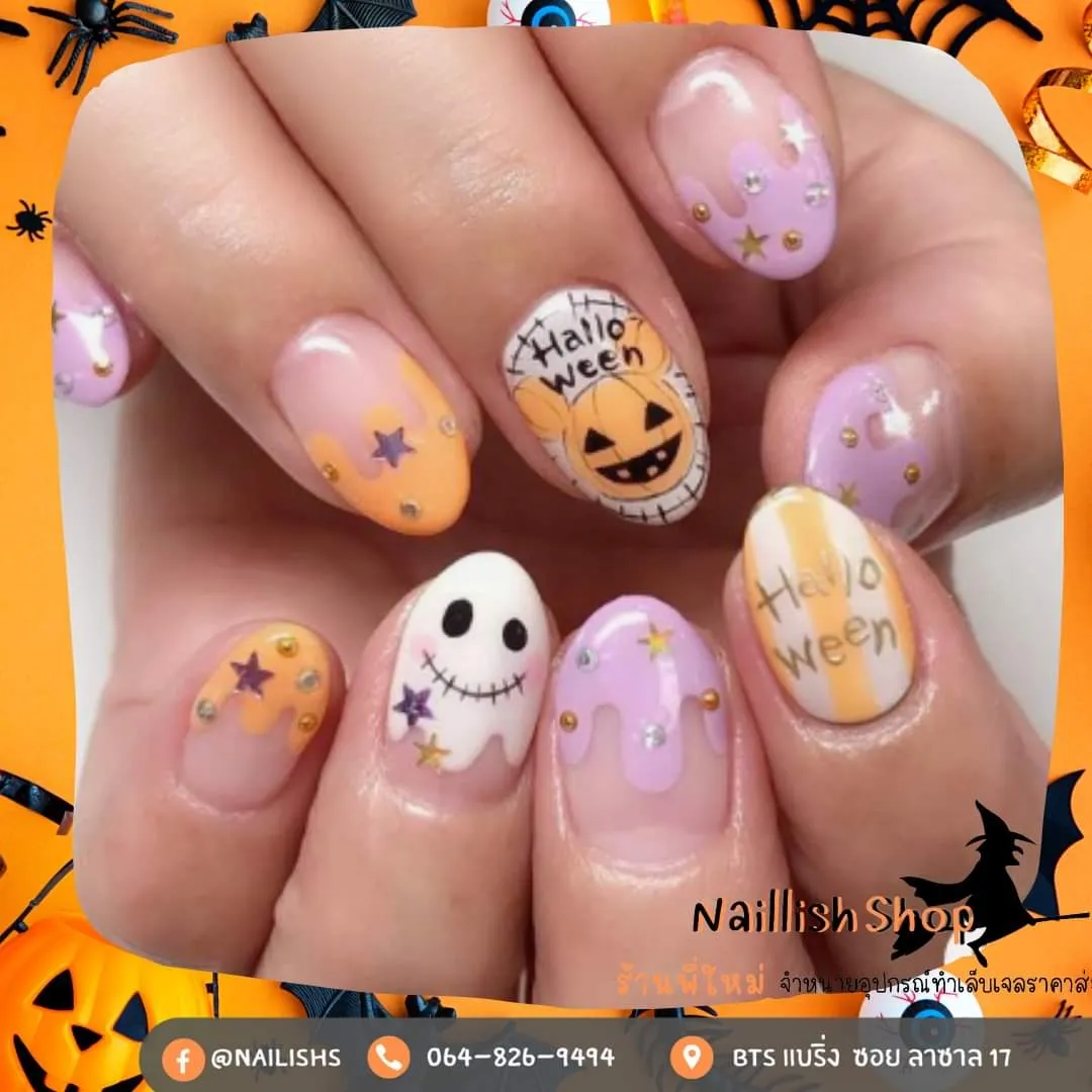 ลายเล็บฮาโลวีน เหมาะกับสาวๆชอบเพ้นท์เล็บค่า | แกลเลอรีที่โพสต์โดย Mai Darunee | Lemon8