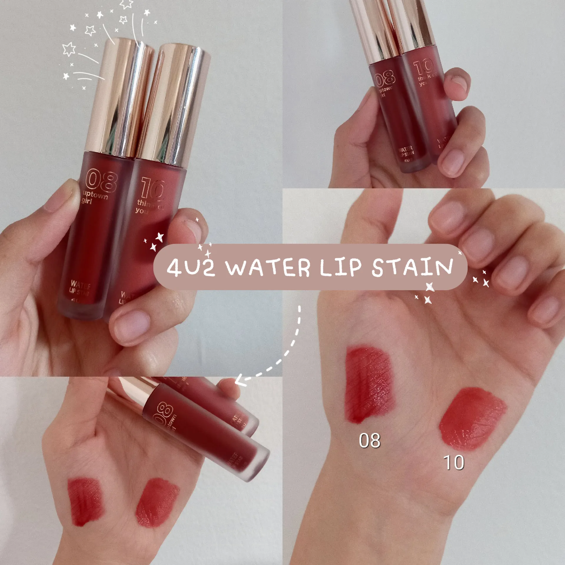 ลิปสติก 4U2 WATER LIP STAIN ทินท์เนื้อน้ำ ติดทน ️ | แกลเลอรีที่โพสต์โดย 플러이 | Lemon8