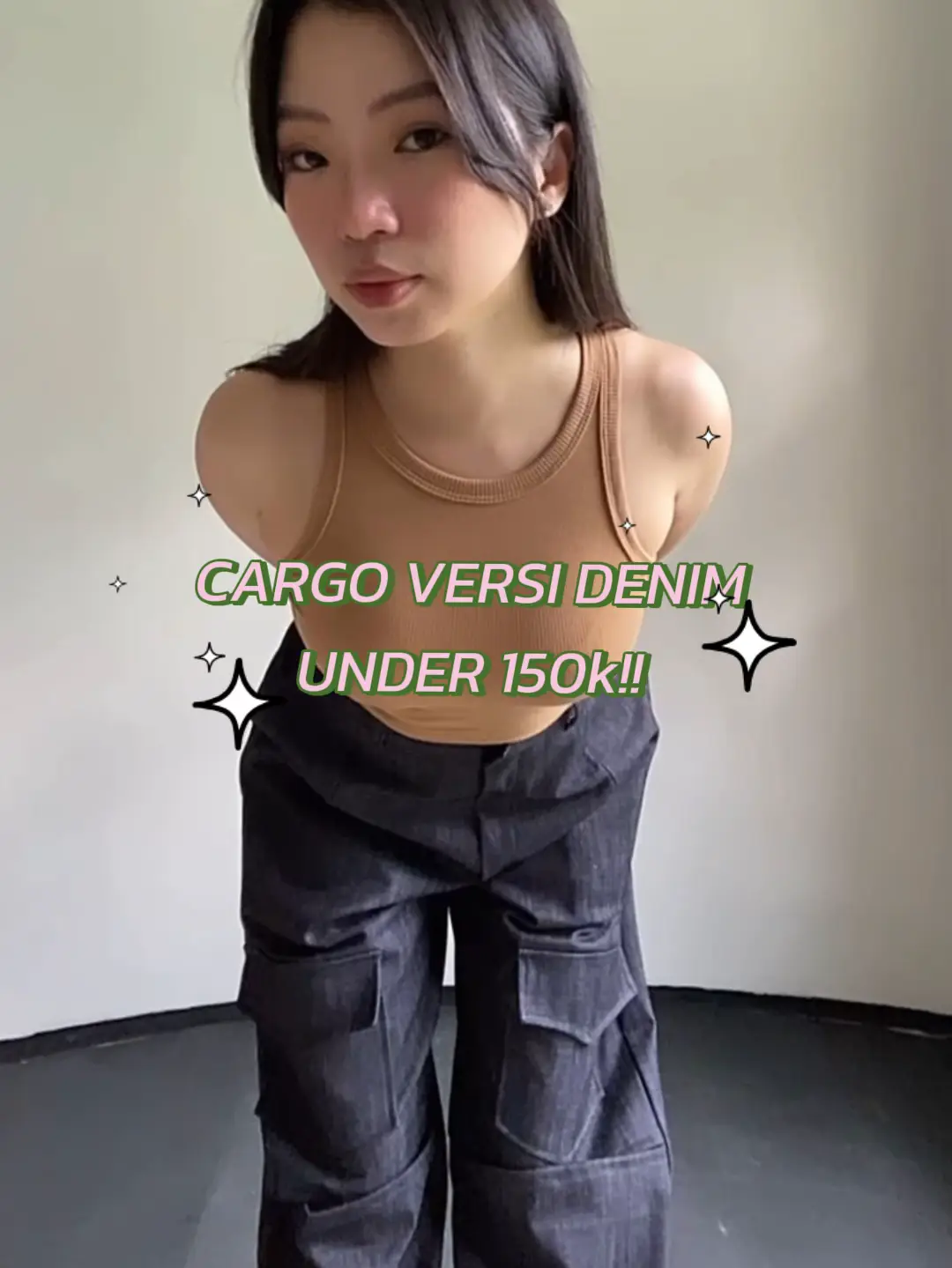 CARGO PANTS VERSI DENIM GA SAMPE 150k!! | Video dipublikasikan oleh jessicarsl | Lemon8