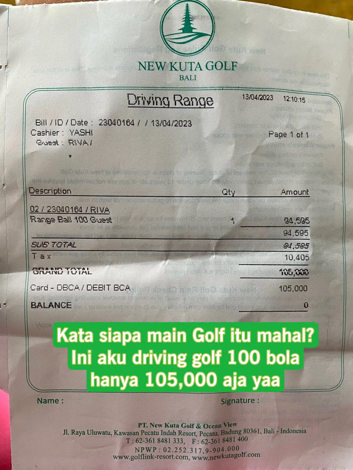 MAIN GOLF DI BALI, GAK MAHAL KOK! | Galeri diposting oleh Lady on Voyage | Lemon8