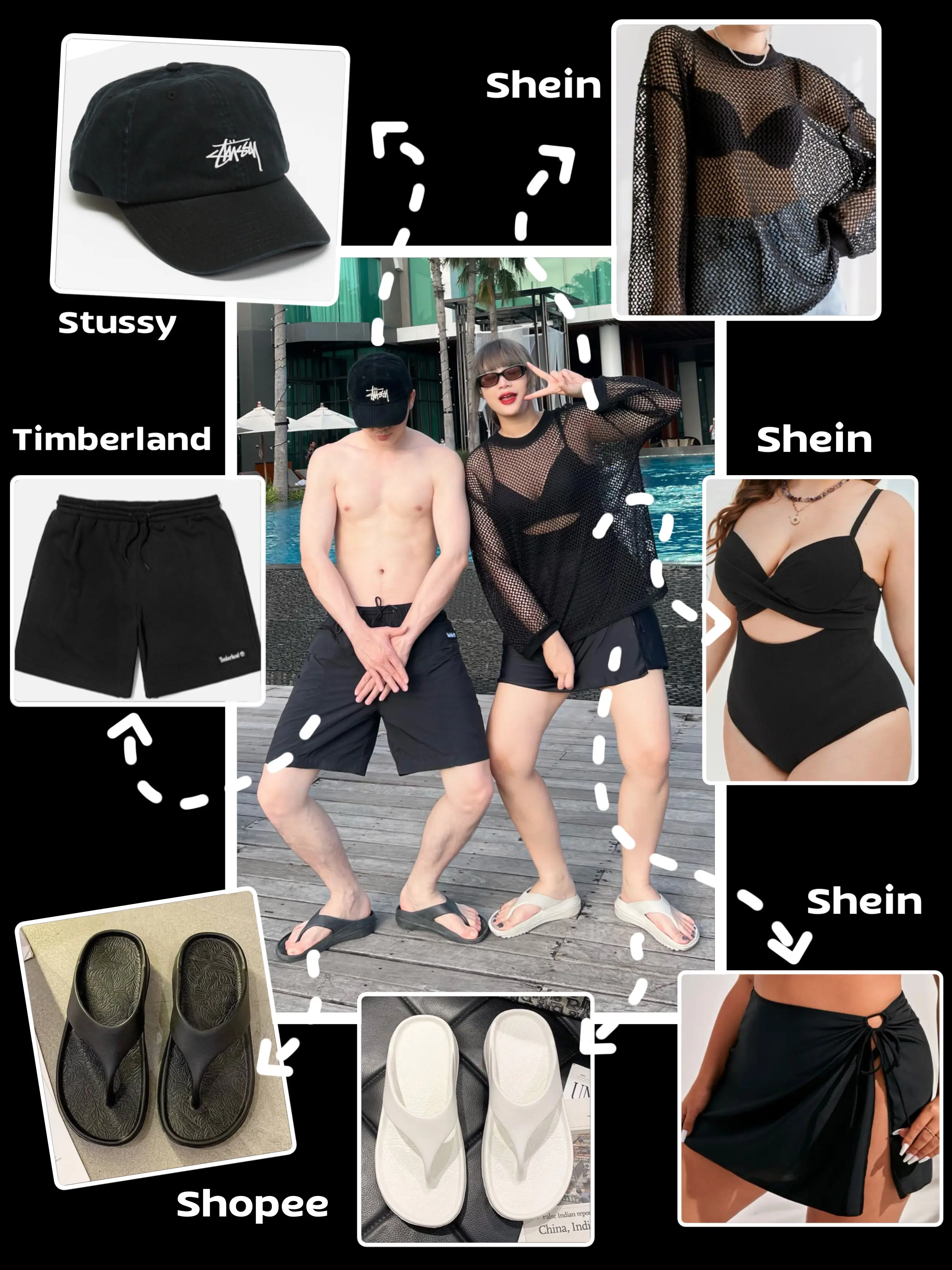 แมทช์ชุดว่ายน้ำคู่กับแฟน คุมโทนขาวดำ 🖤🤍 | แกลเลอรีที่โพสต์โดย Iamploypath | Lemon8