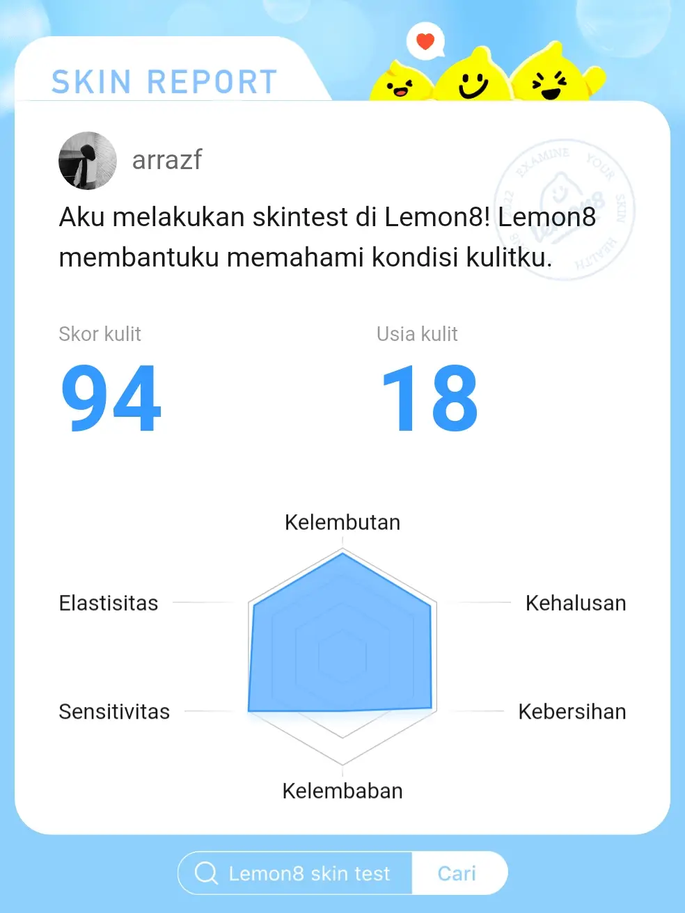 Laporan Kulit Saya | Galeri diposting oleh arra zf | Lemon8