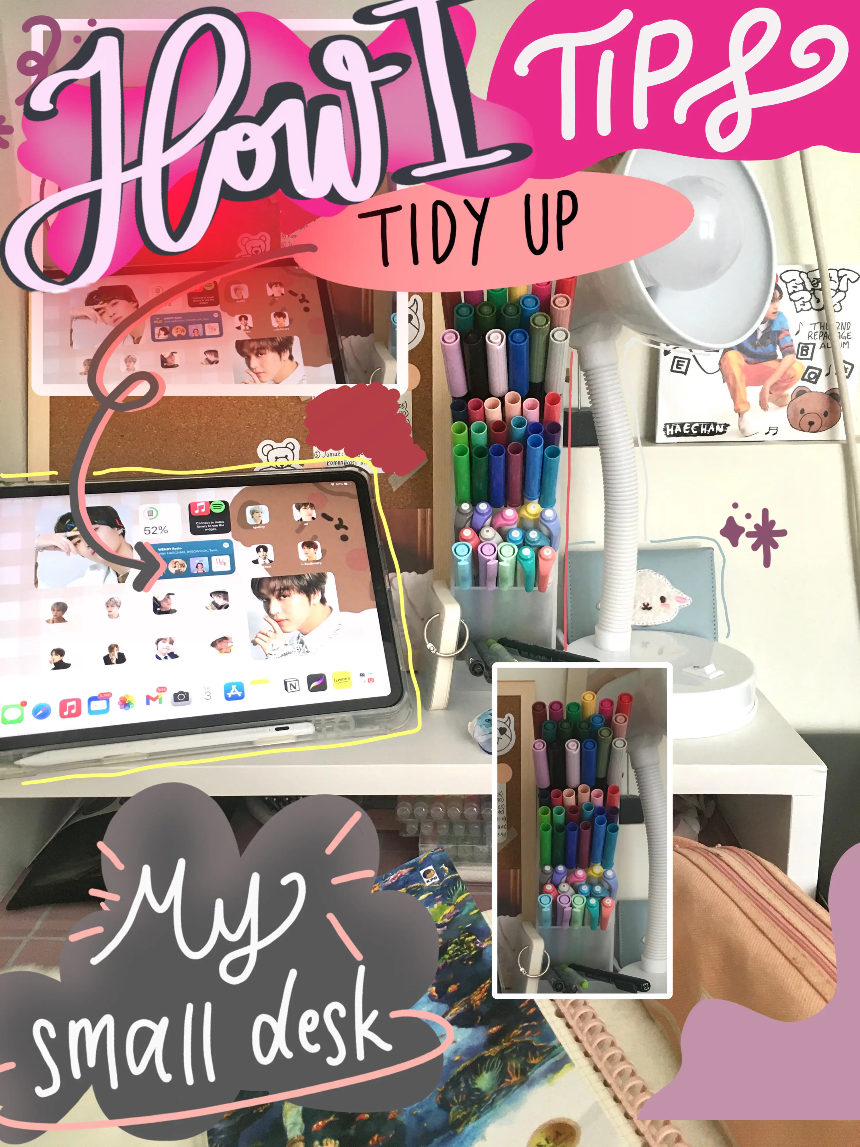 How I Tidy Up My Small Desk (Desk Tour) | แกลเลอรีที่โพสต์โดย Janice In ...