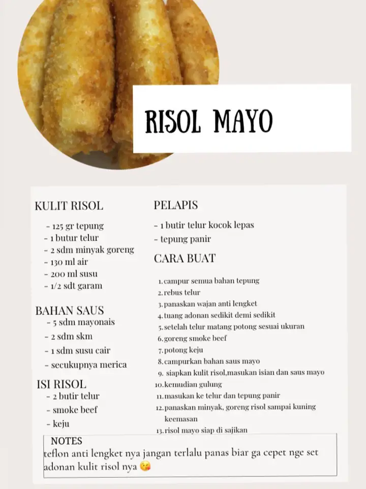 resep risol mayo | Galeri diposting oleh scorpiospace | Lemon8