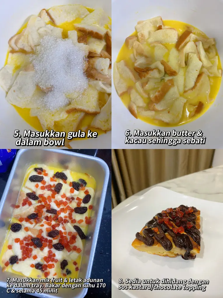 BREAD BUTTER PUDDING - SIMPLE DESSERT | Galeri disiarkan oleh Nabilah ♡ | Lemon8