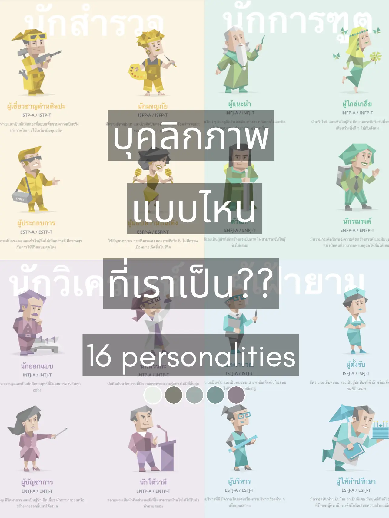 บุคลิกภาพแบบไหนที่เป็นเรา | 16 personalities | แกลเลอรีที่โพสต์โดย mmadmees | Lemon8