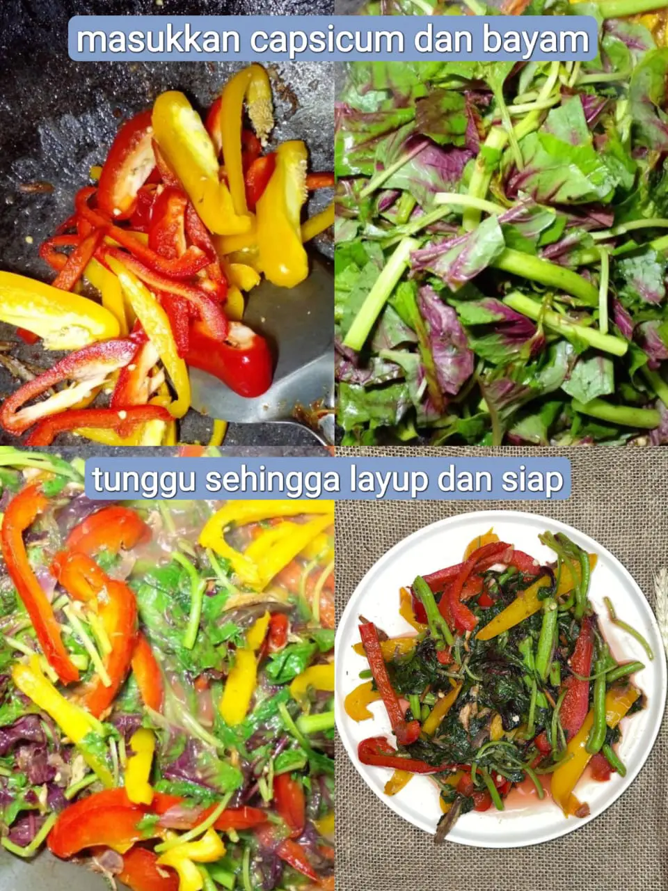 Resepi Bayam Capsicum | Galeri disiarkan oleh yayaaalan | Lemon8