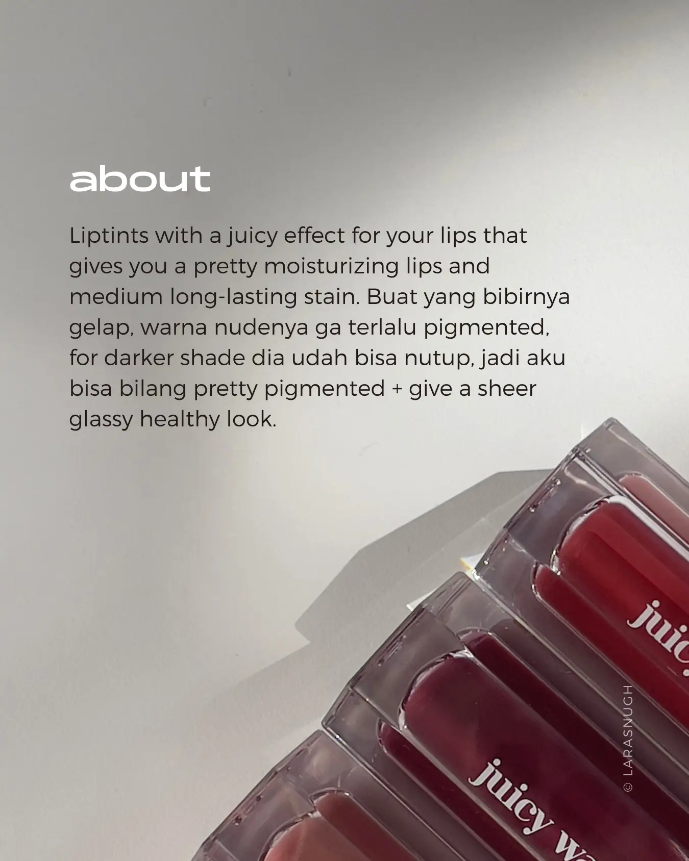 SWATCH all shades Noera Juicy Water Tint | Galeri diposting oleh Laras | Lemon8