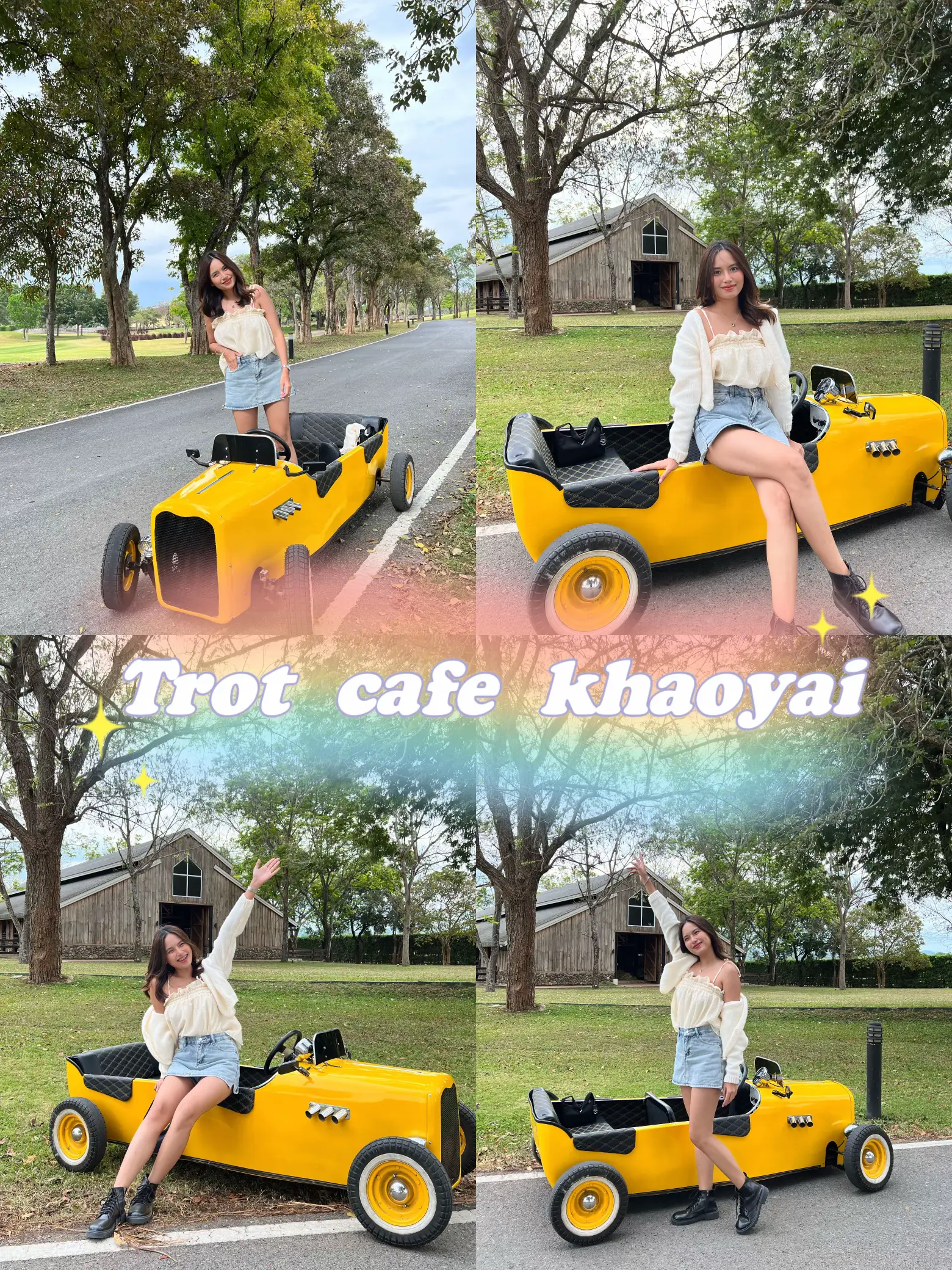 ไปทำคอนเท้นขับรถเล่นกันนน @Trot cafe khaoyai 🛵 ⛅️ | แกลเลอรีที่โพสต์โดย jjear__ | Lemon8