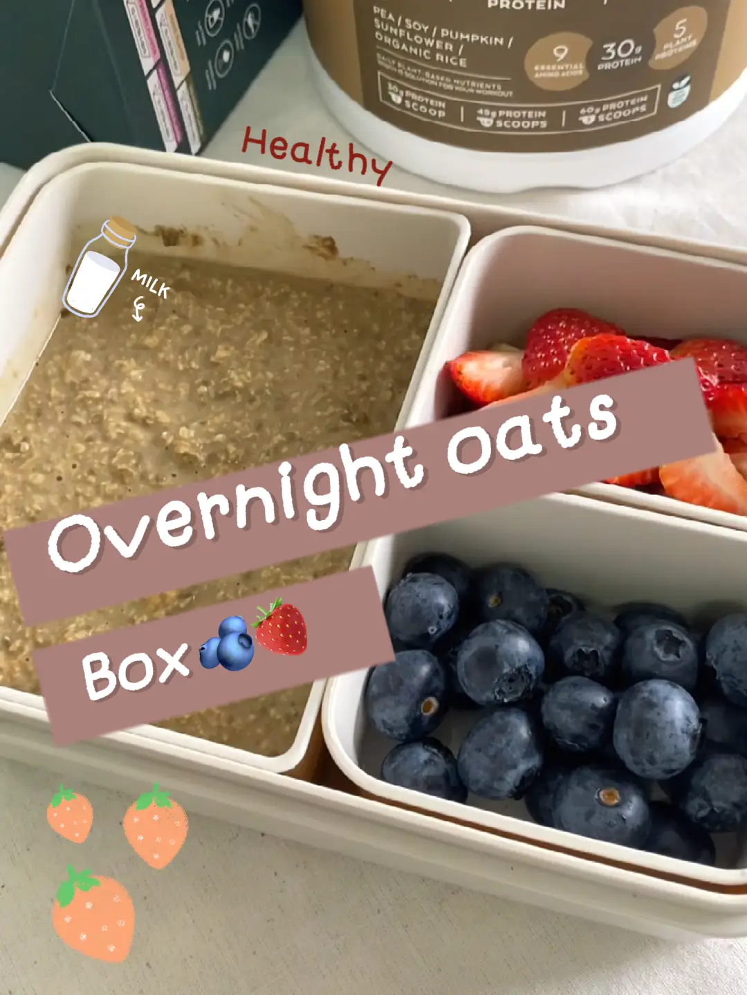 Overnight oats : Box 🍱🥛🫐🍓 | วิดีโอที่เผยแพร่โดย diary_i.eat98 | Lemon8