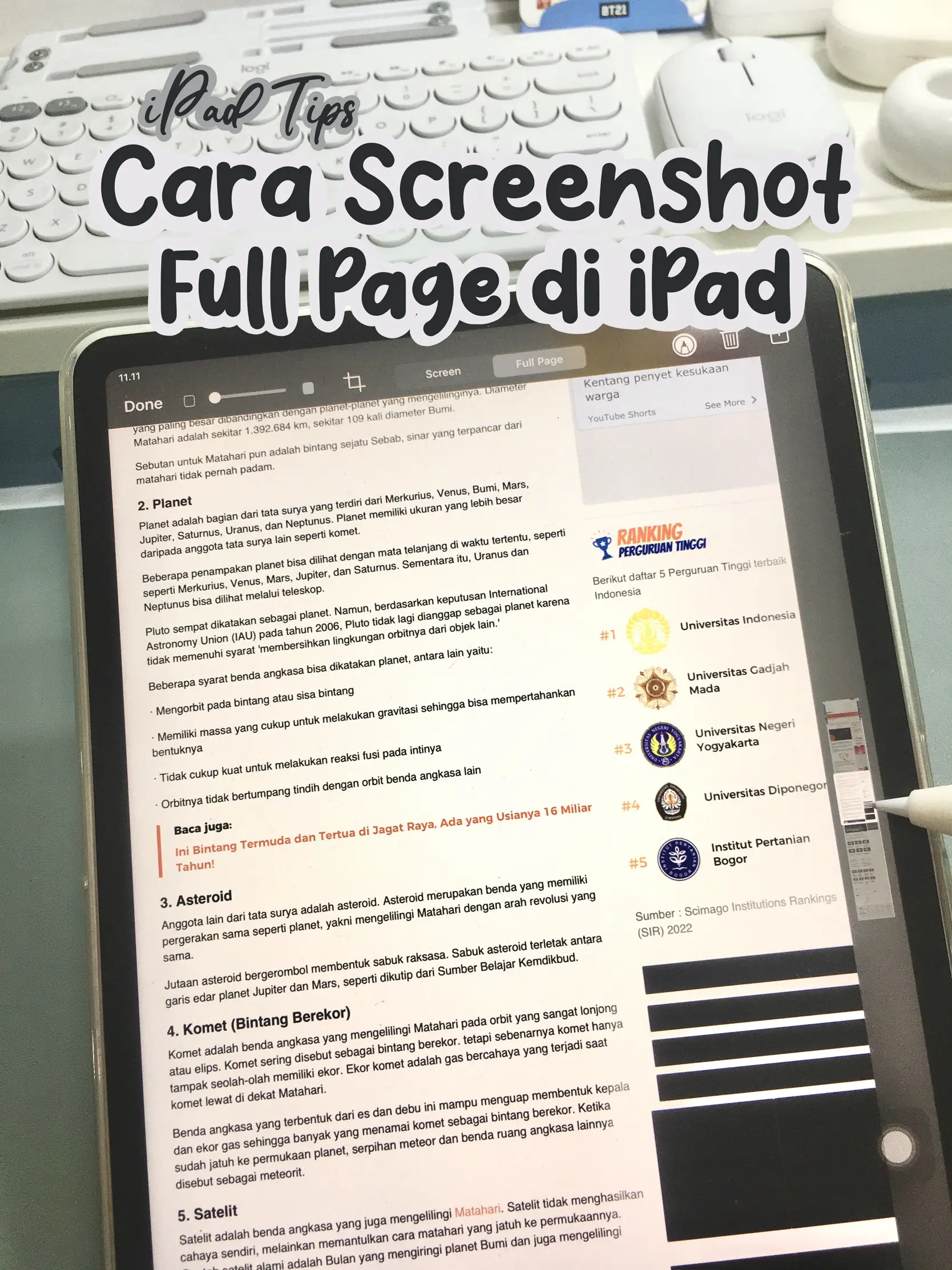 iPad Tips Cara Screenshot Full Page | Galeri diposting oleh Ota_diginote | Lemon8