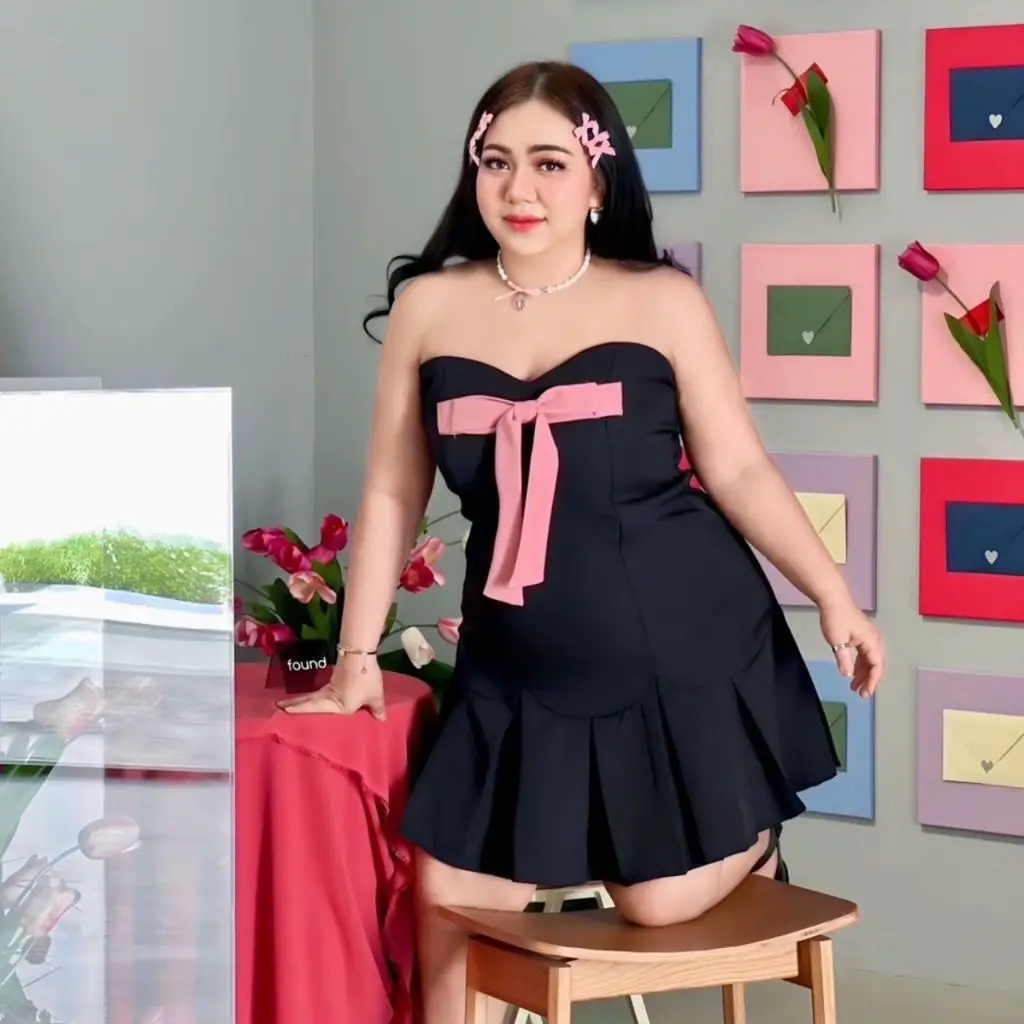 🦋Plus size เดรสเกาะอกเวียดนาม เเต่งโบว์ 🇻🇳 ️‍🔥 | แกลเลอรีที่โพสต์โดย To The Moon 🌕 | Lemon8