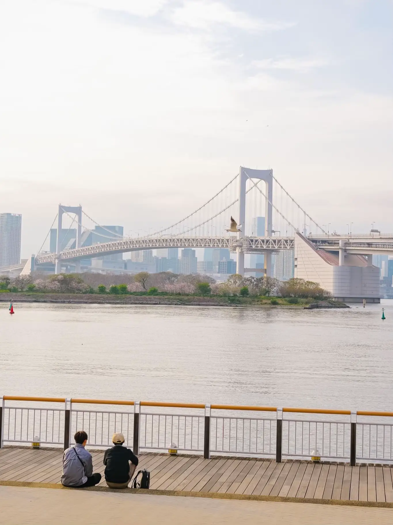 นั่งดูพระอาทิตย์ลับขอบฟ้าที่ ‘Odaiba Beach’ 🌸🌉 | แกลเลอรีที่โพสต์โดย lbzero | Lemon8
