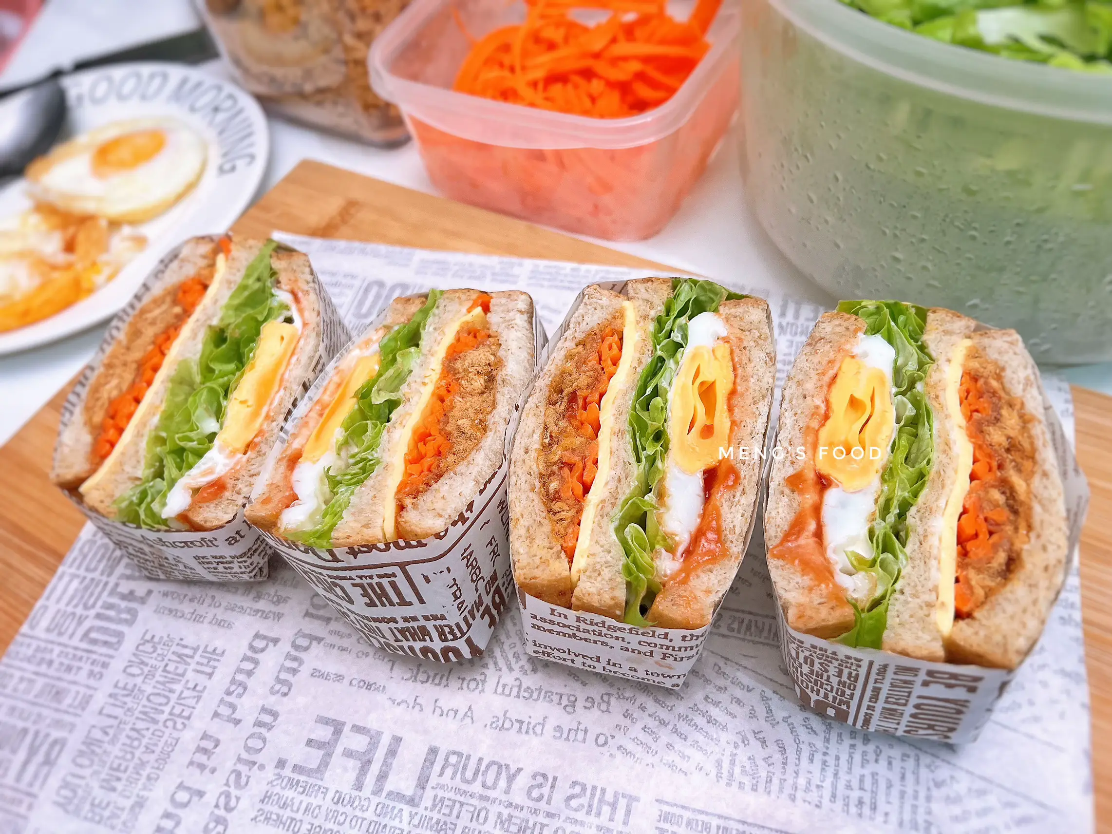 แซนวิช🥪ไข่ดาว หมูหยอง ชีส | แกลเลอรีที่โพสต์โดย Meng Boozba | Lemon8