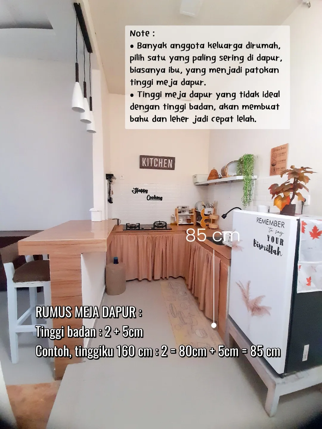 RUMUS MEJA DAPUR :Tinggi badan : 2 + 5cmContoh, ti | Galeri diposting ...