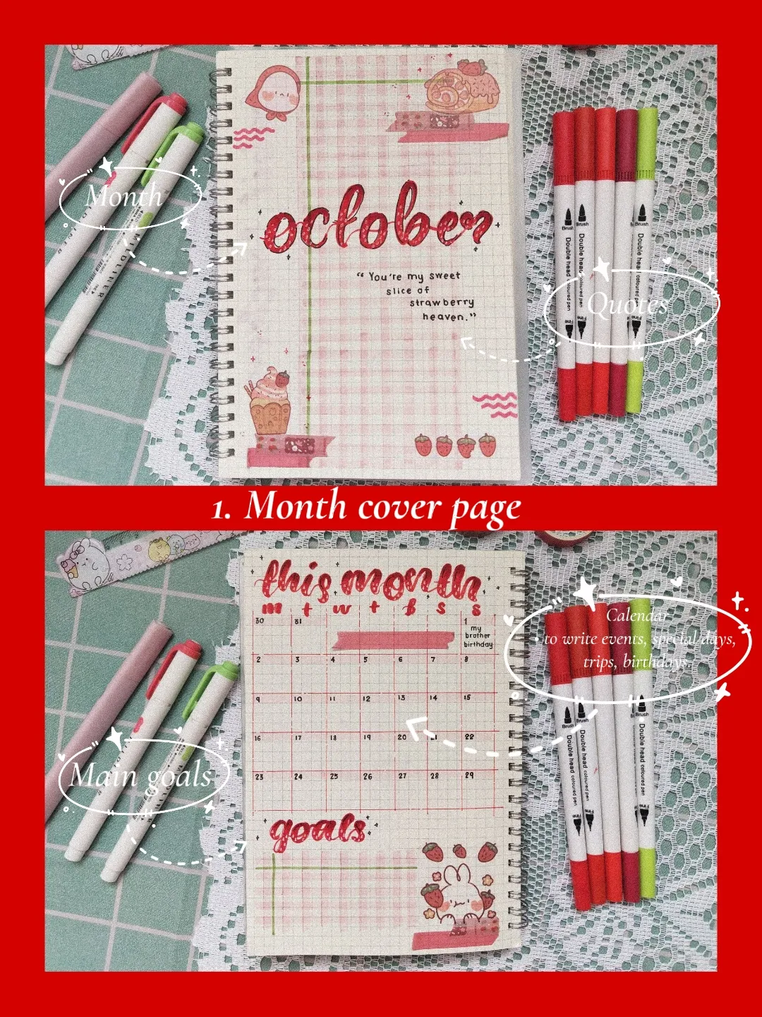 🍓PLAN W// ME: OCTOBER| BUJO SETUP 2023 🍓 | Galeri diposting oleh Hayaa ...