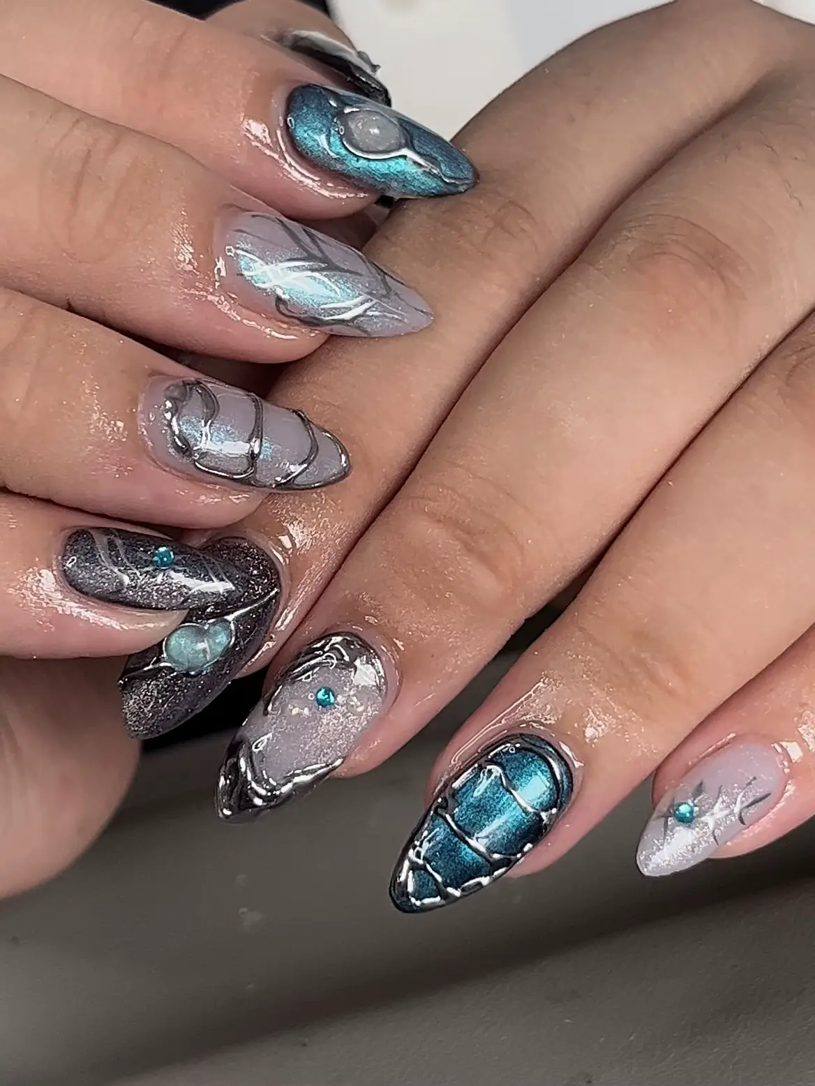 y2k blue chrome fweestyle ⋆⭒˚｡⋆. | Gallery posted by chuuu.nails | Lemon8