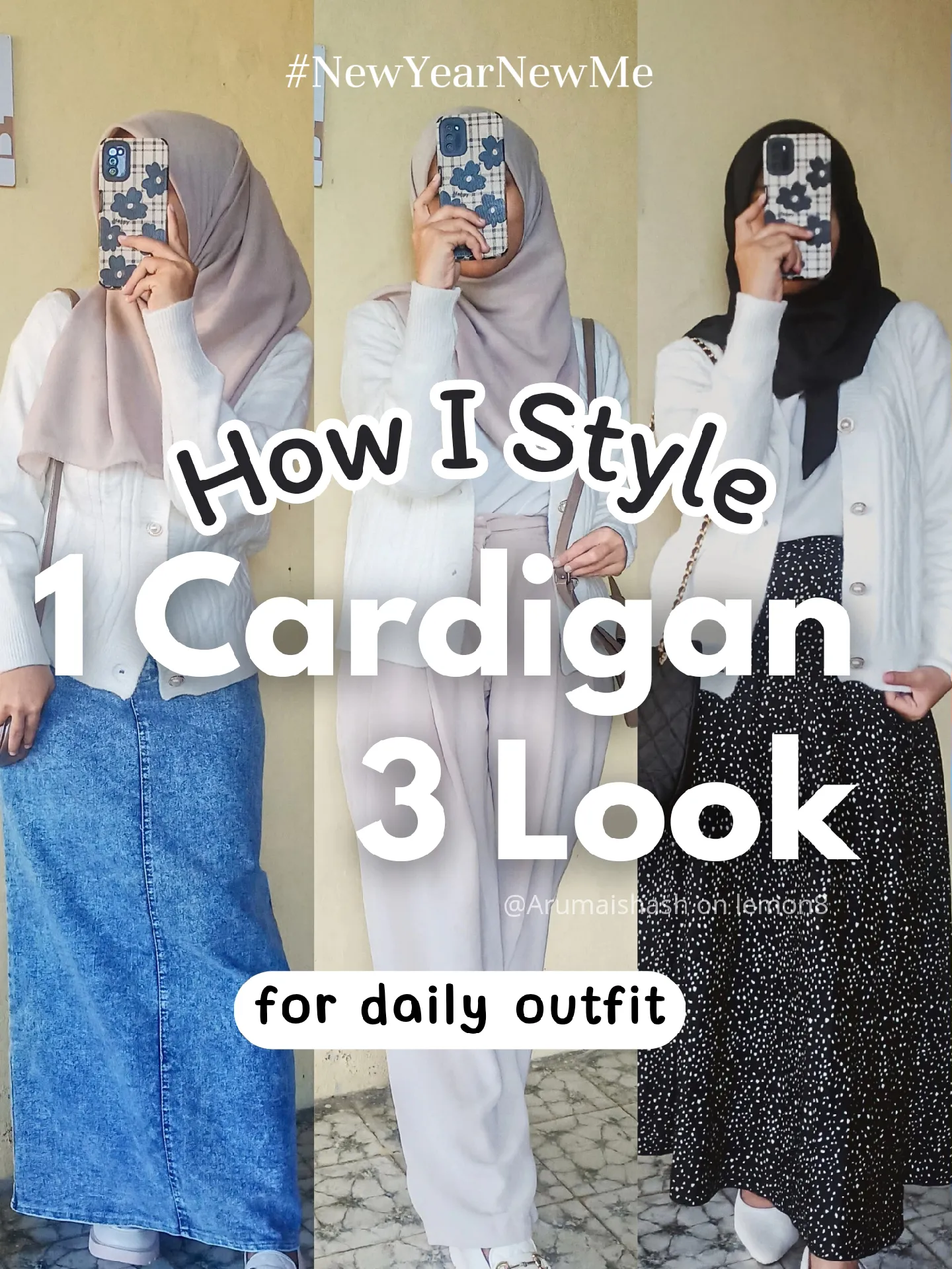 STYLING WHITE CARDIGAN FOR 3 LOOK | Galeri diposting oleh Arumaishaa | Lemon8