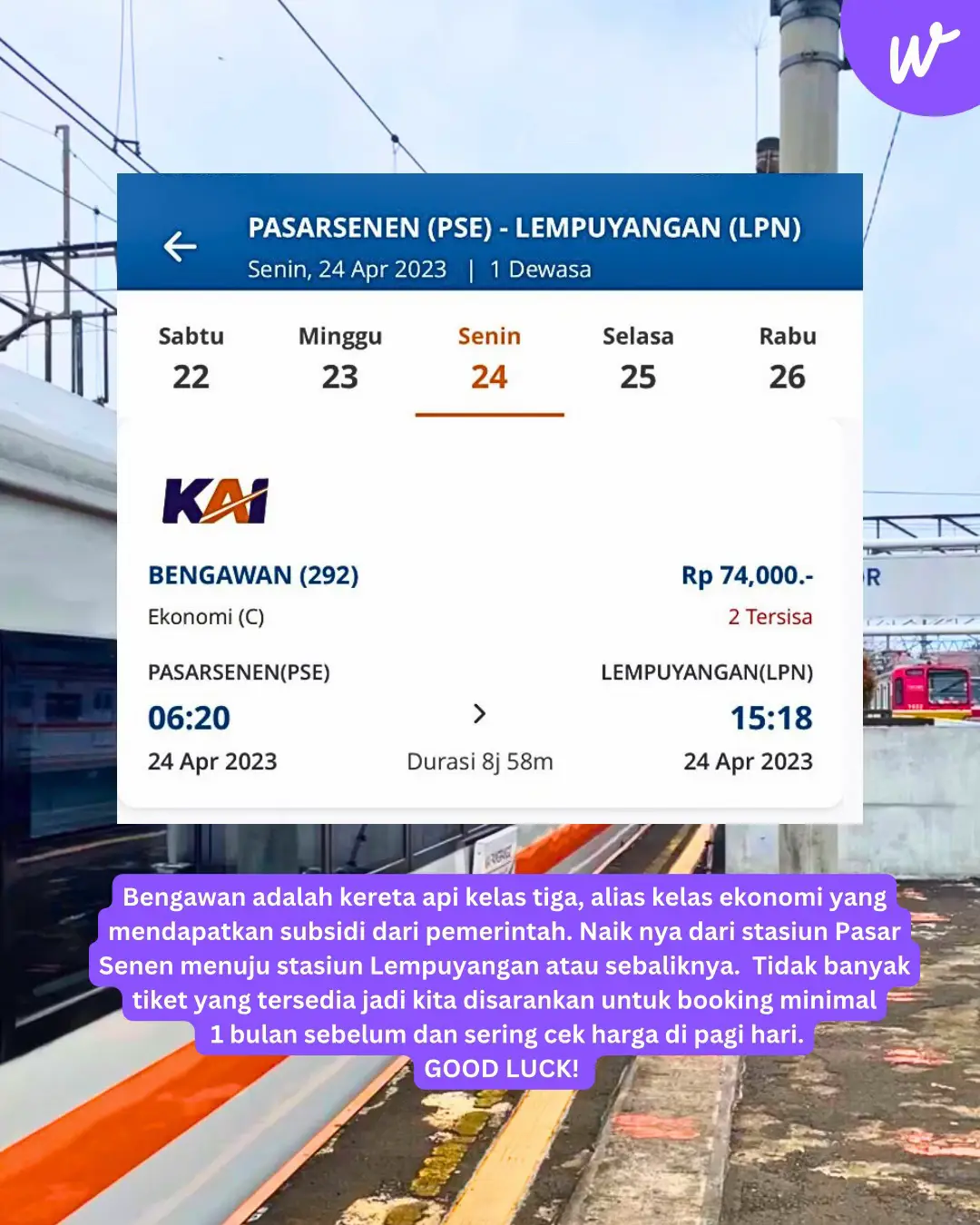 ‼️TIPS DAPET TIKET KERETA JKT JOGJA CUMA 74RIBU😱 | Galeri diposting oleh widiaandr | Lemon8