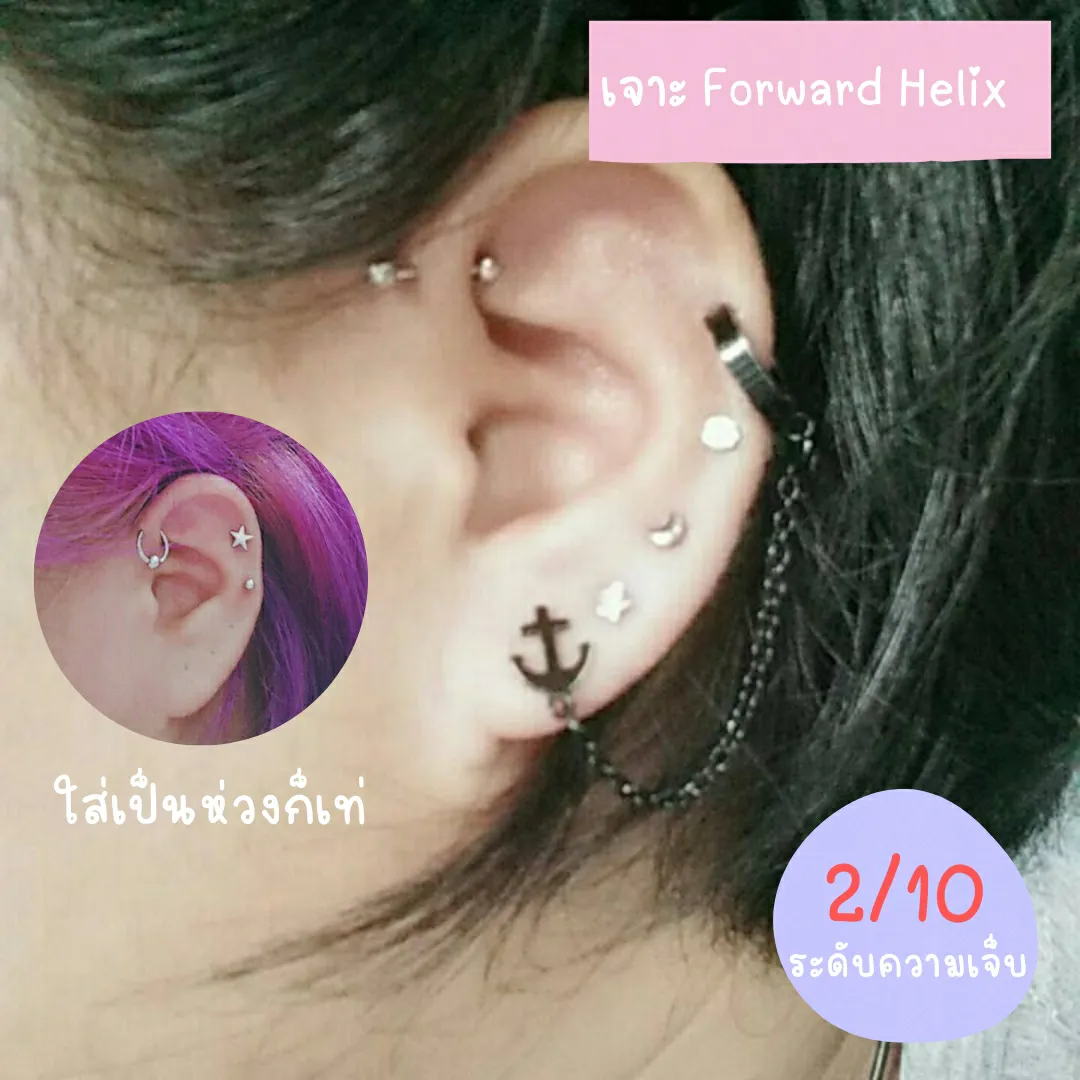 แชร์ประสบการณ์เจาะหู 7 รู ข้างเดียว | แกลเลอรีที่โพสต์โดย Wanglu Cha | Lemon8