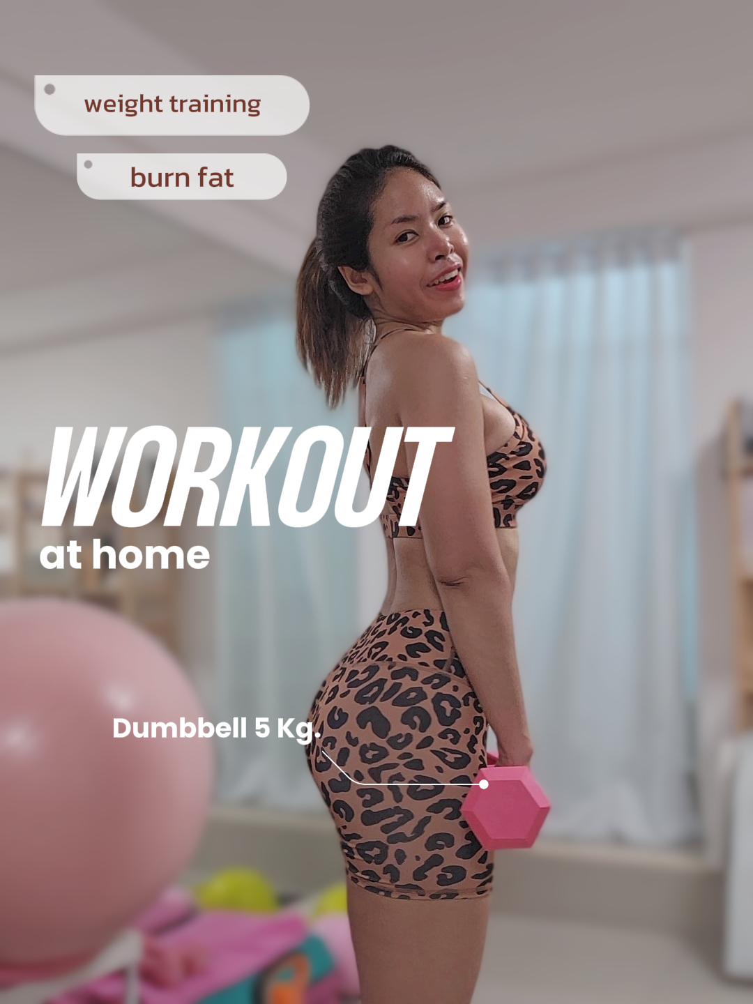 Workout at home with Dumbbell🩷 | วิดีโอที่เผยแพร่โดย kunlooktandiary | Lemon8
