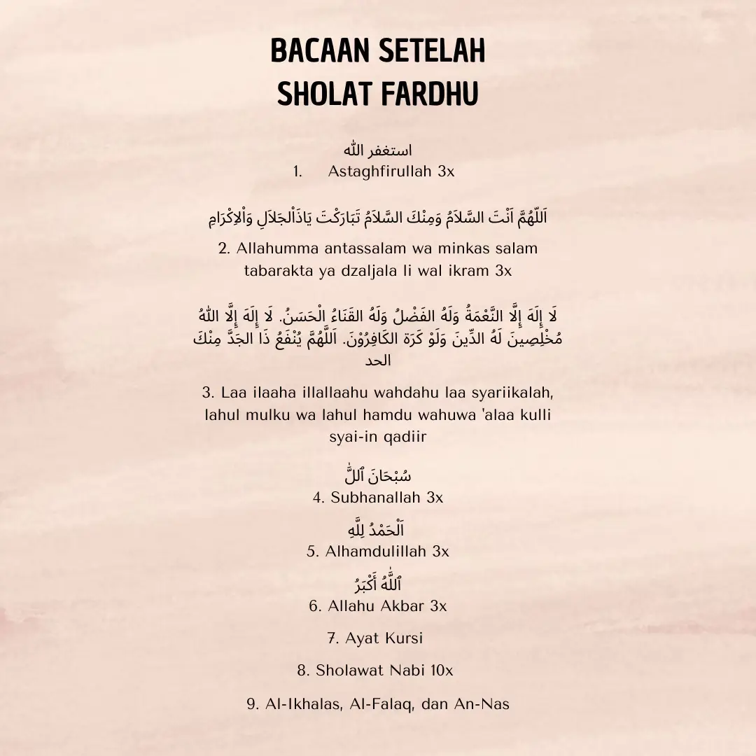 Urutan Dzikir Setelah Sholat Fardhu | Galeri diposting oleh Ladytara ...