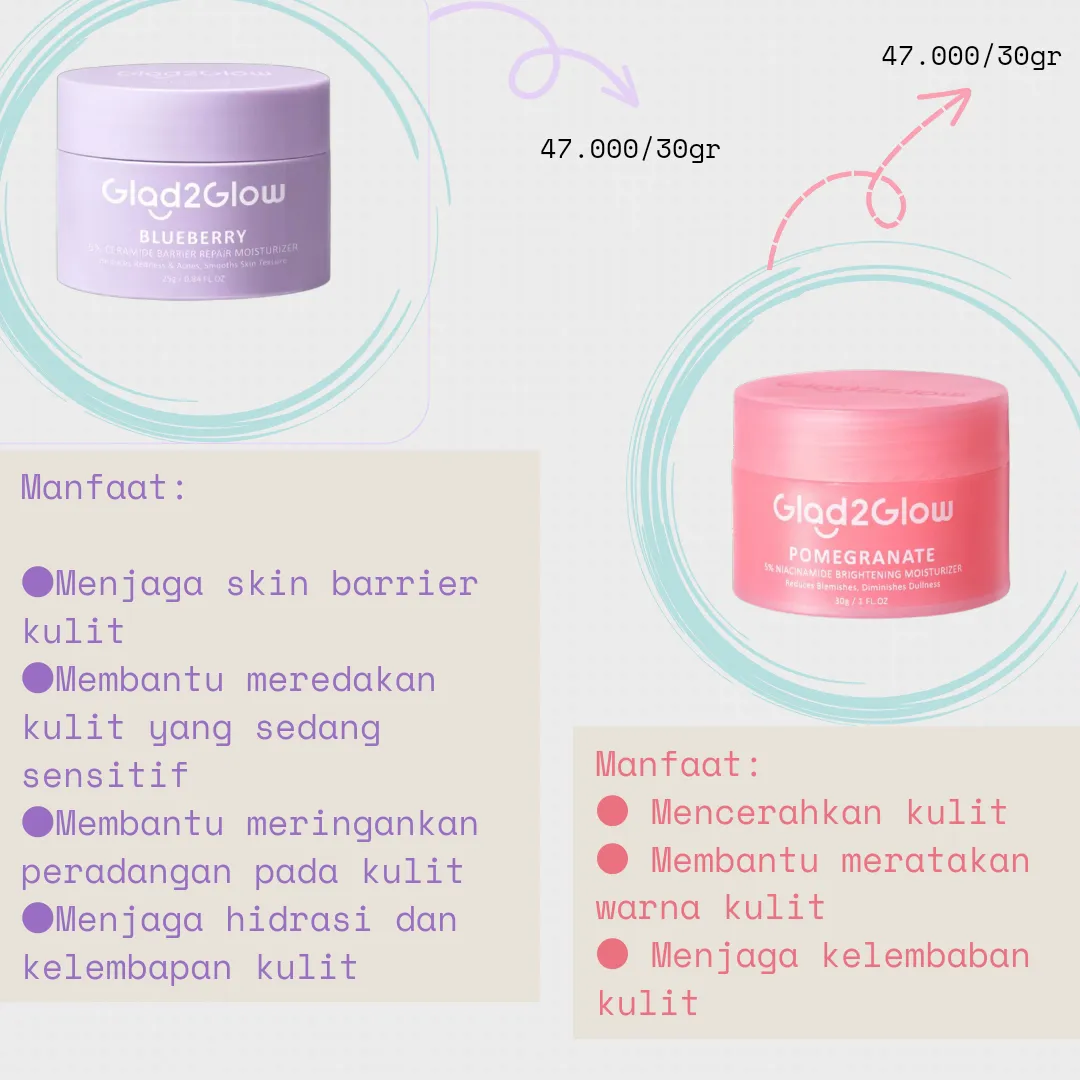 perbedaan moisturizer glad2glow ijo dan ungu - Pencarian Lemon8