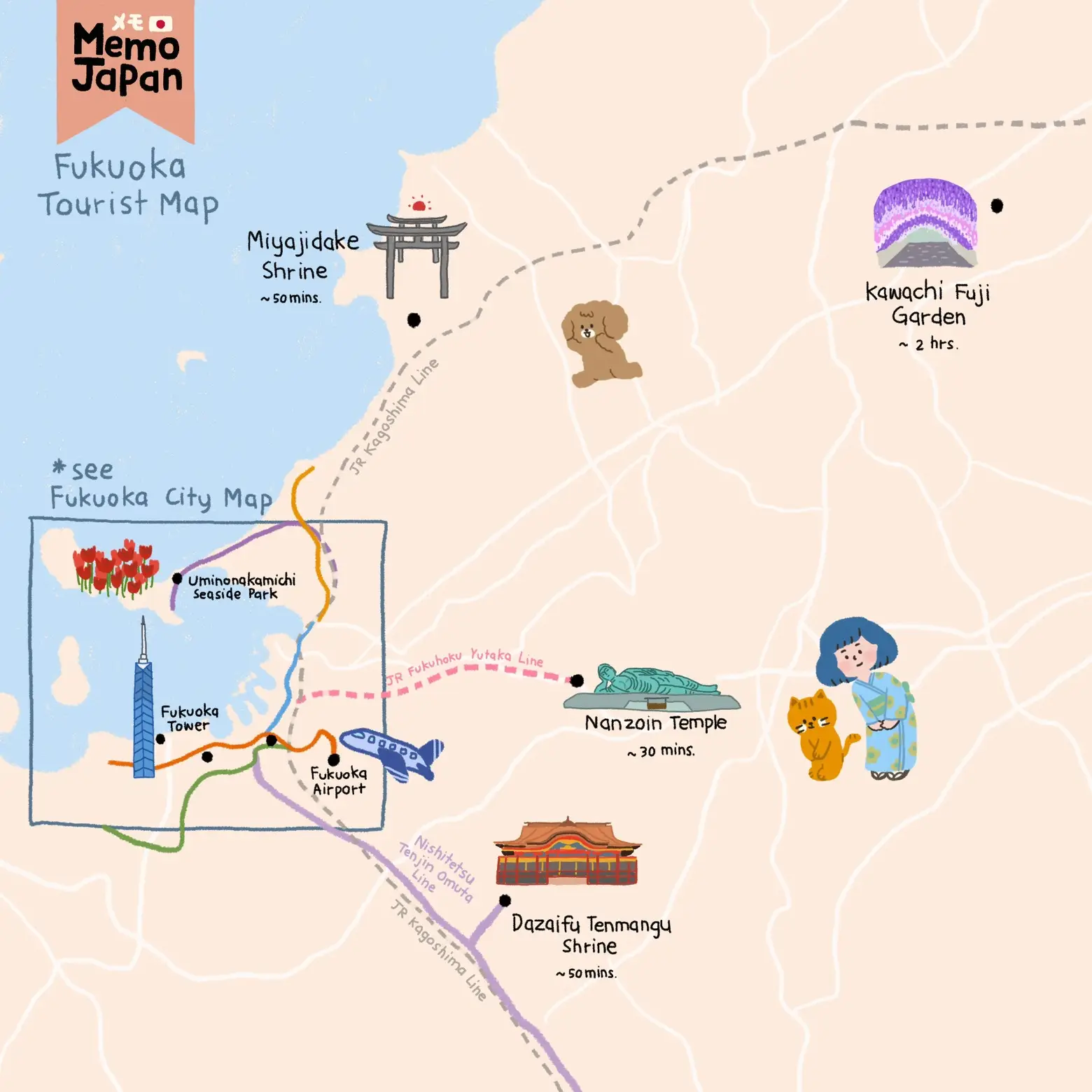 FUKUOKA MAP ที่เที่ยวที่เด่นๆ อยู่ที่ไหนบ้าง ปักไว้ให้แล้ว | แกลเลอรี ...