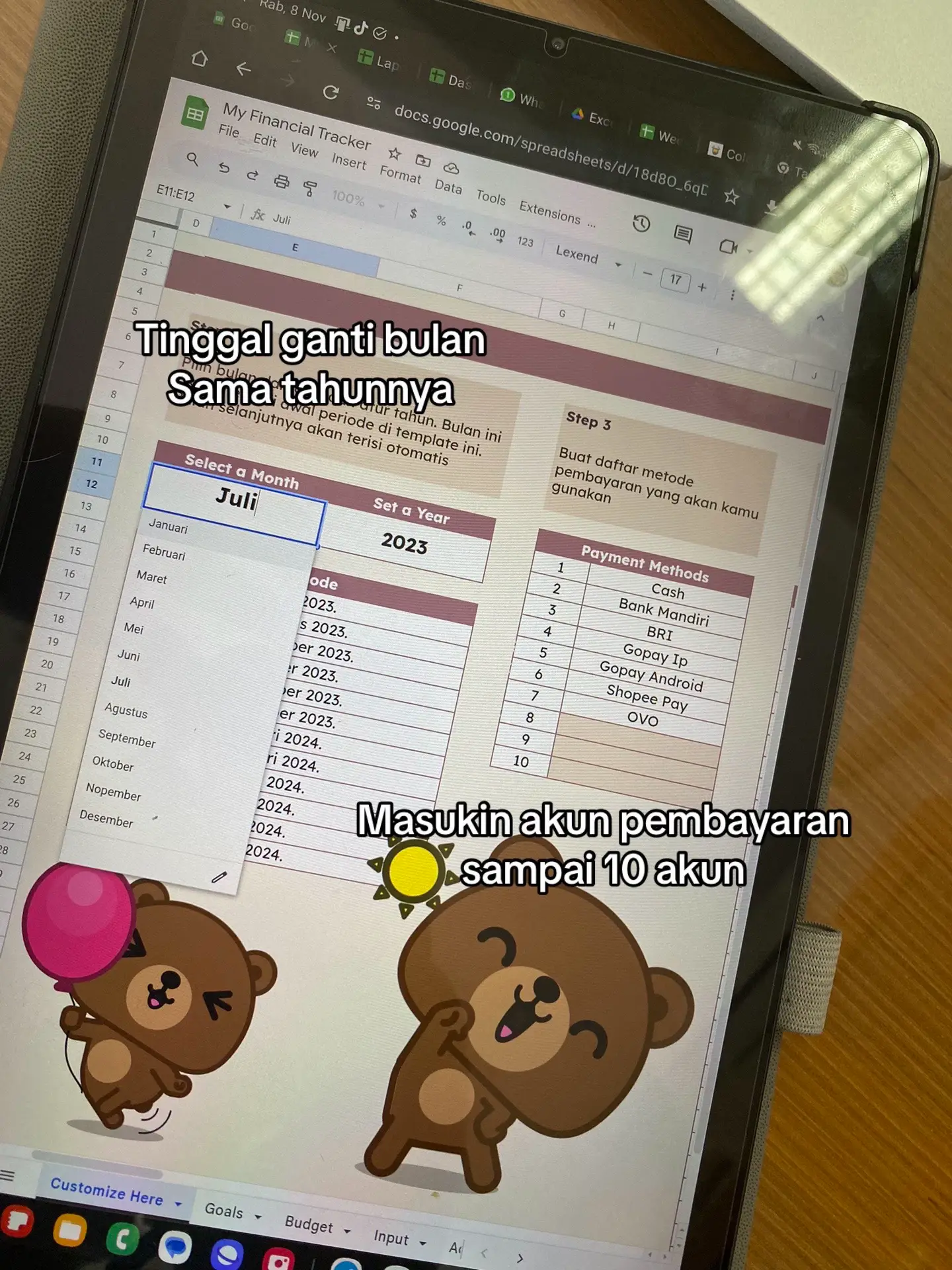 Fitur Financial Tracker Teddy Bear Edition | Galeri diposting oleh ExceLovers | Lemon8
