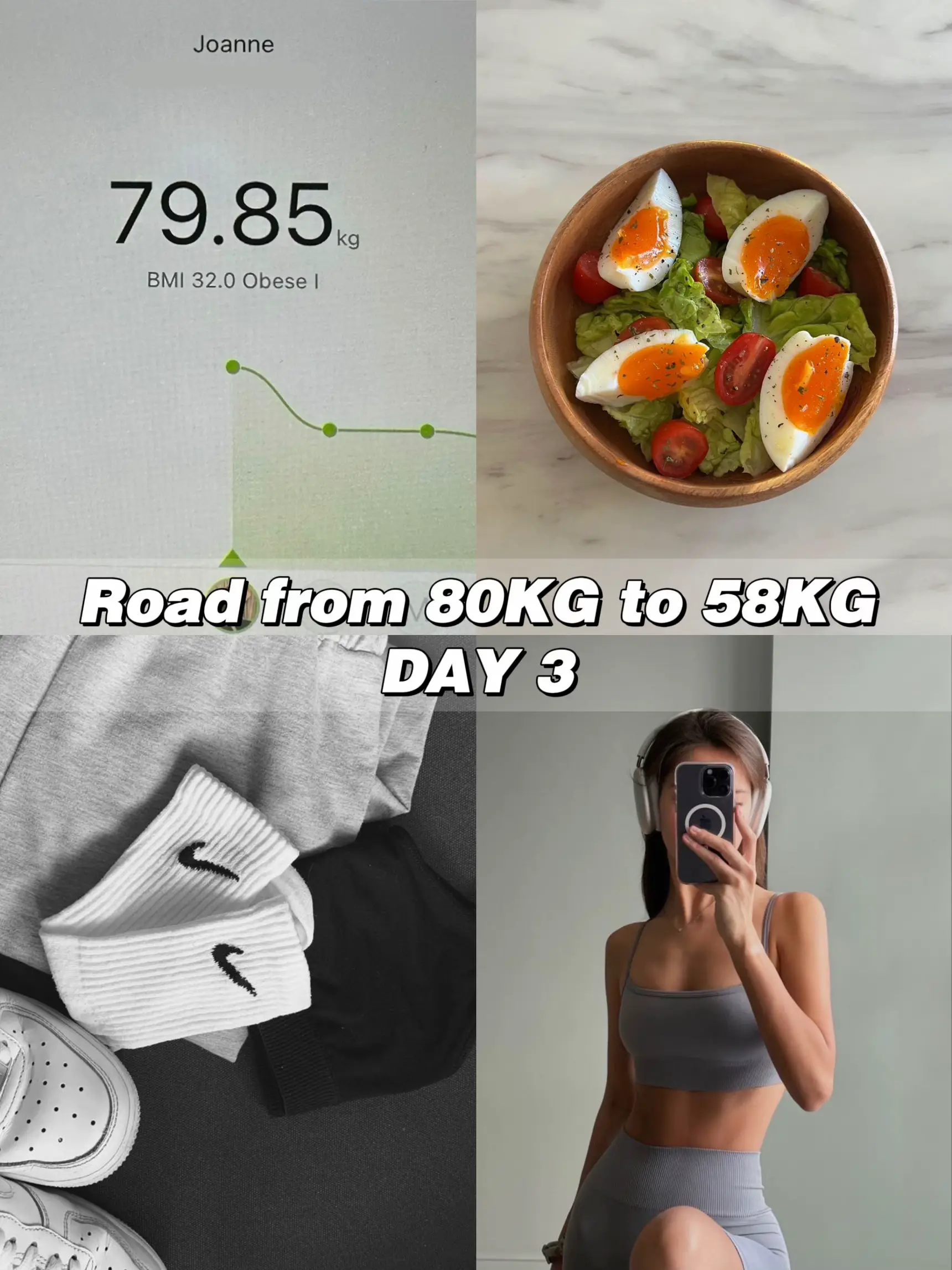 30 DAYS CHALLENGE: FROM 80 KG TO 58 KG 🚀 | Galeri disiarkan oleh joannemoi01 | Lemon8