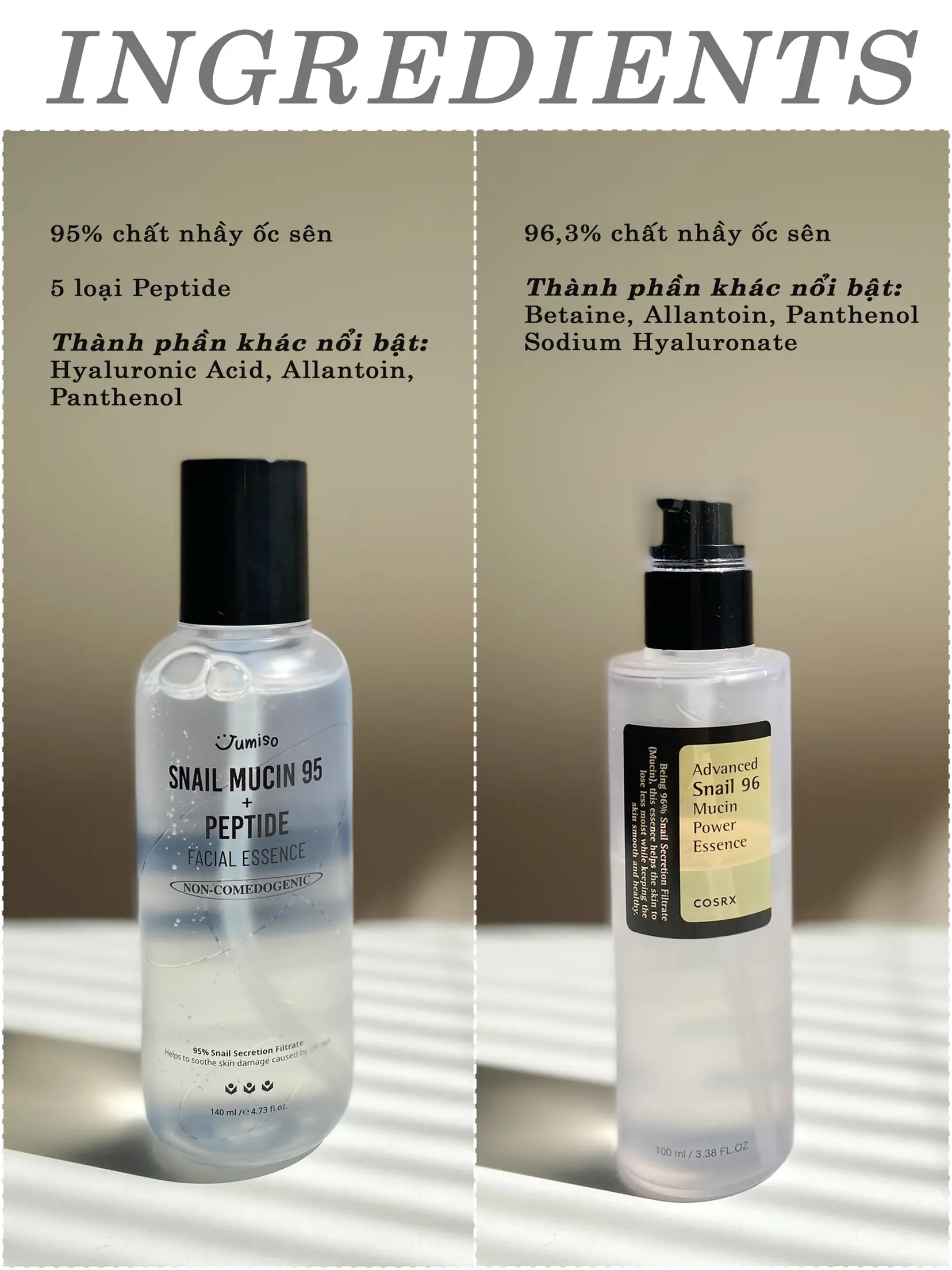 SO SÁNH 2 SERUM SNAIL CỦA COSRX & JUMISO | Bộ sưu tập do DiDi Nguyen đăng | Lemon8