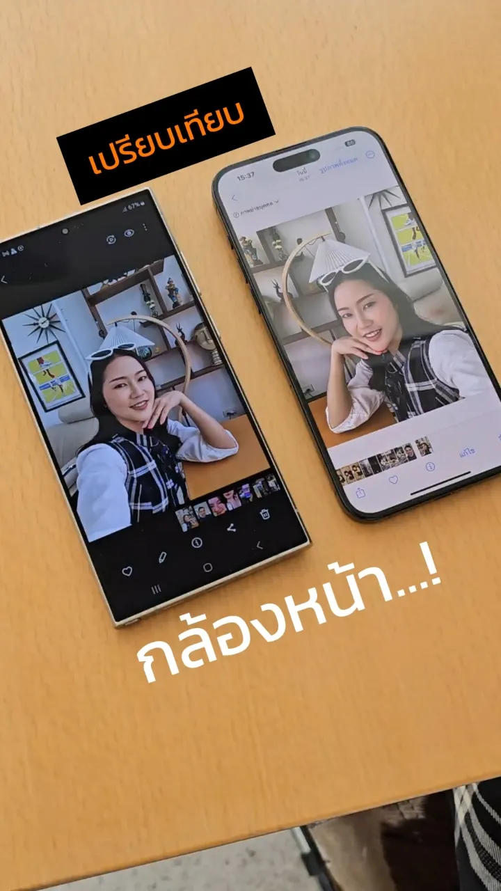 เปรียบเทียบกล้องหน้าS24ultra vs iPhone15PM📸 | วิดีโอที่เผยแพร่โดย Doodee | Lemon8