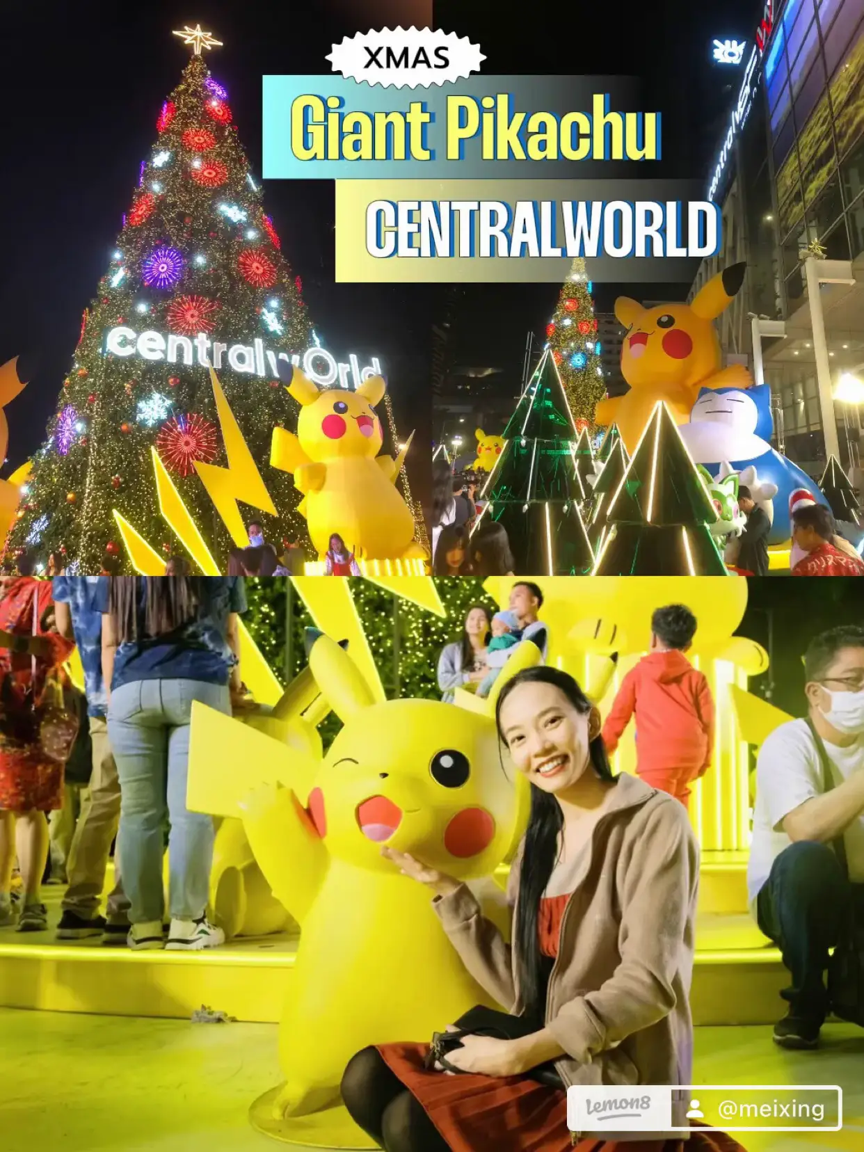 GIANT PIKACHU XMAS⚡️ถ่ายรูปคริสต์มาสกับเหล่าโปเกม่อน | แกลเลอรีที่โพสต์โดย Meixing | Lemon8
