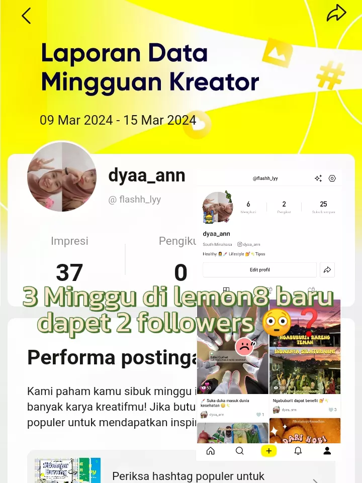 3 Minggu di lemon8 baru dapet 2 followers 😳 | Galeri diposting oleh dyaa_ann | Lemon8