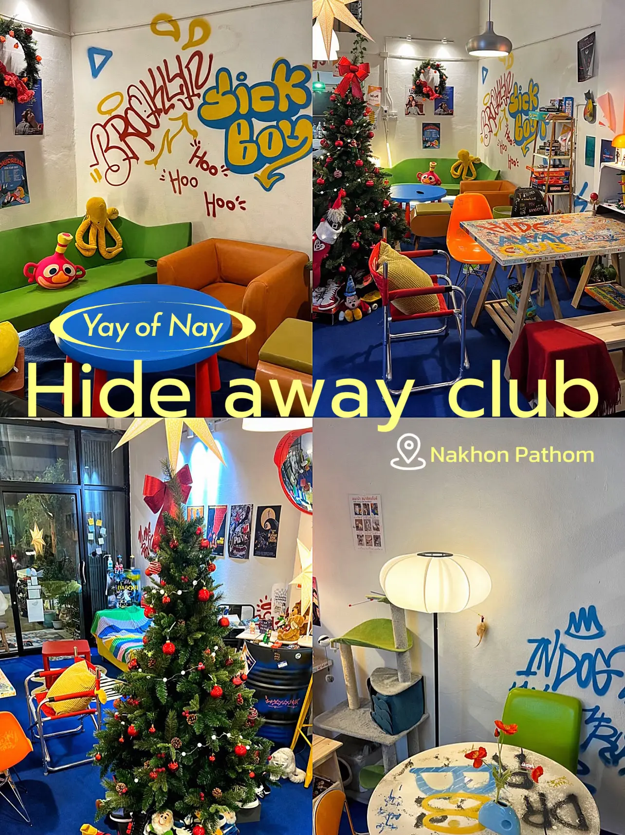 คาเฟ่นครปฐม Hide away club 🪄🫧 | แกลเลอรีที่โพสต์โดย achticha | Lemon8