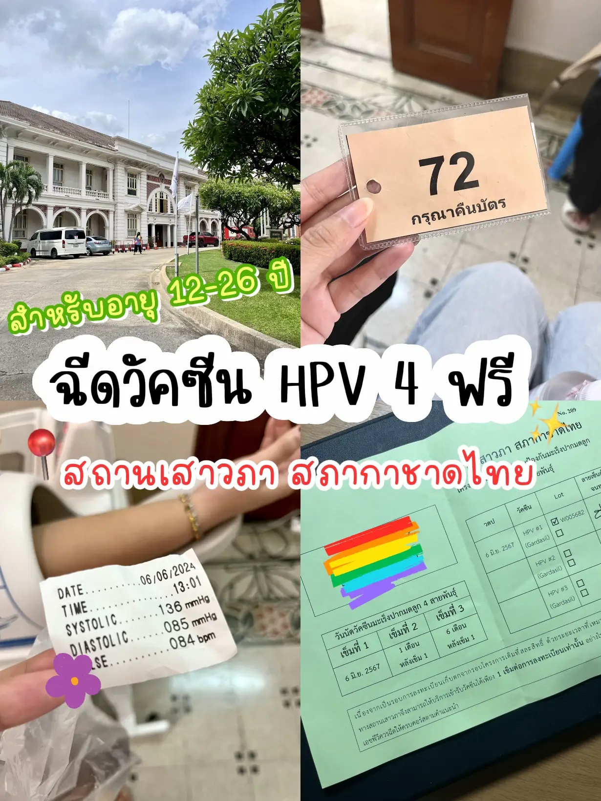 ฉีดวัคซีนป้องกัน HPV 4สายพันธุ์ ฟรี!!! 💉 | แกลเลอรีที่โพสต์โดย peekaboo .☘︎ ݁˖ | Lemon8