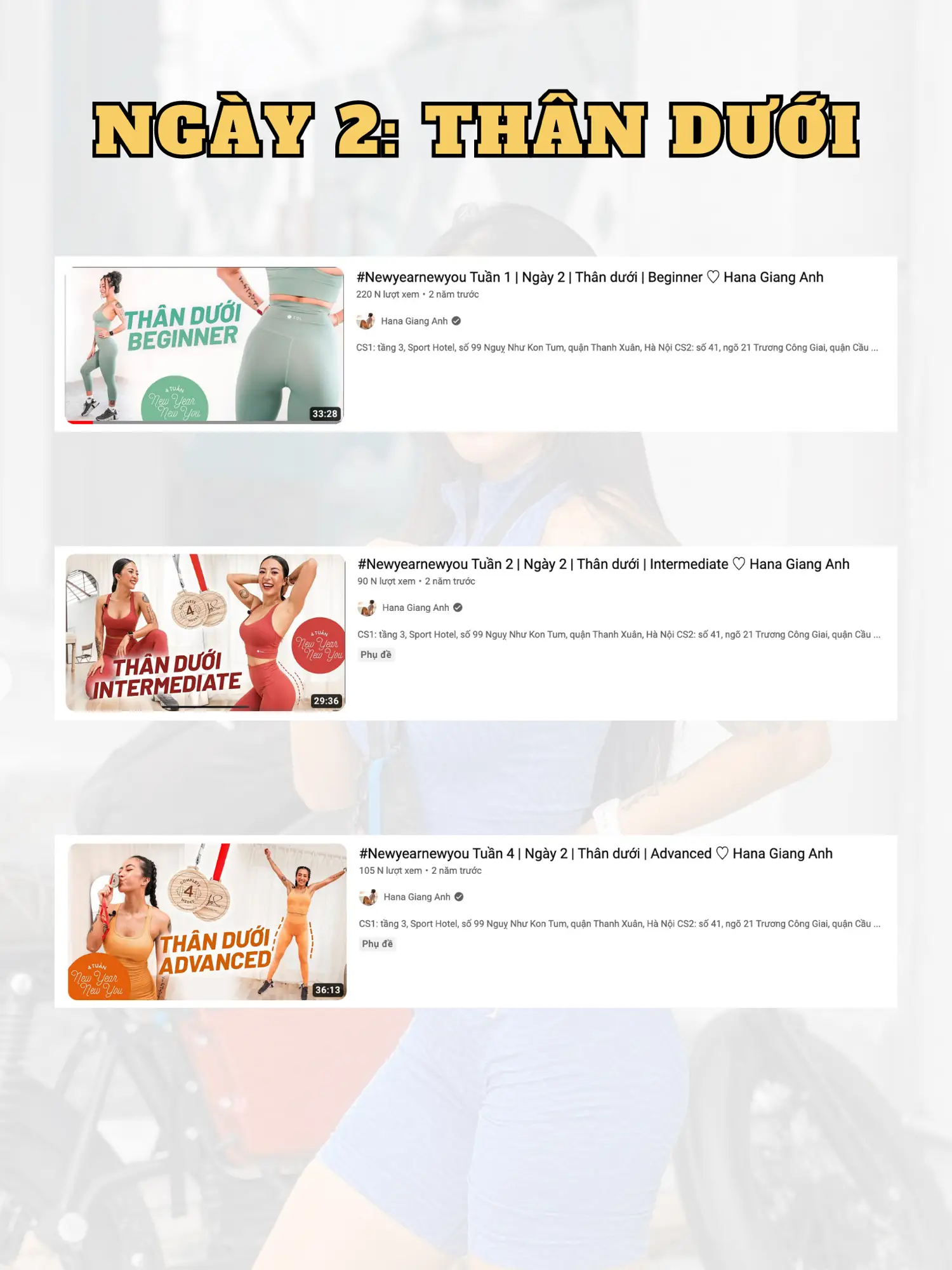 👌 Gợi ý lịch tập 1 tuần theo Hana Giang Anh 👌 | Bộ sưu tập do Thi Thơ 🫶🏻 đăng | Lemon8