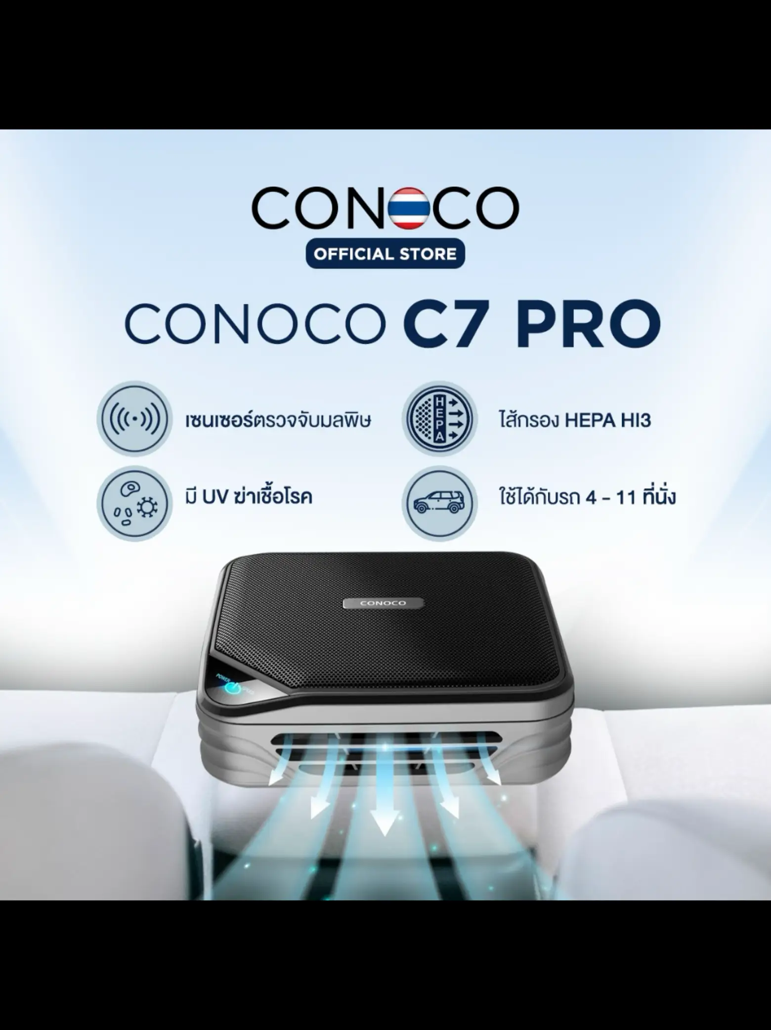 ลองดู CONOCO เครื่องฟอกอากาศในรถยนต์ C7 PRO | แกลเลอรีที่โพสต์โดย pharchara_nong | Lemon8