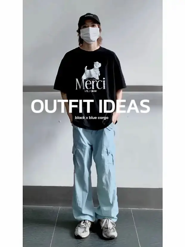 Ootd เสื้อยืด X กางเกงคาร์โก้สีฟ้า วิดีโอที่เผยแพร่โดย Way Lemon8