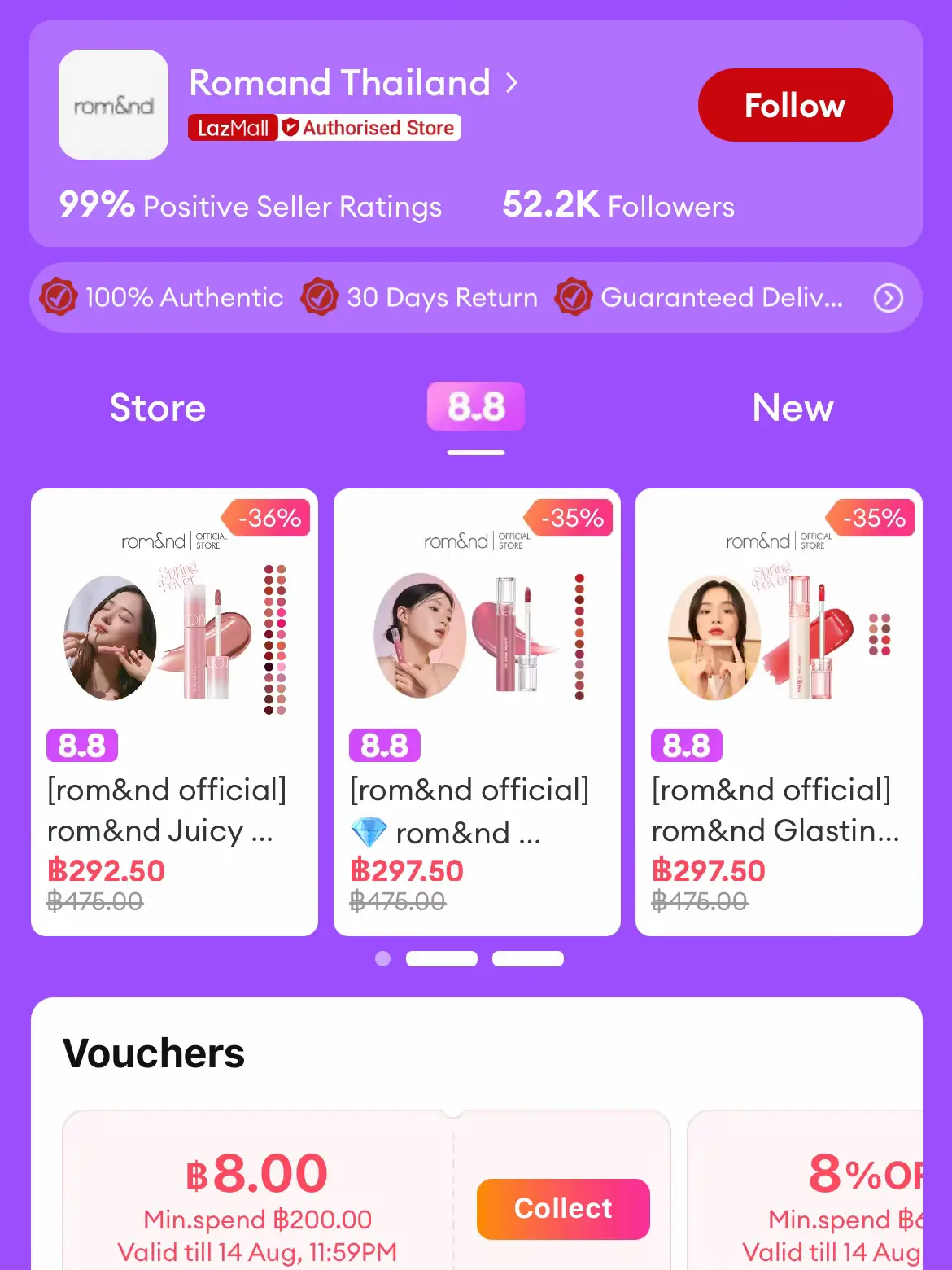 สวอช 5 สี Rom&nd official บน lazada | แกลเลอรีที่โพสต์โดย LaMeow💖👀 | Lemon8