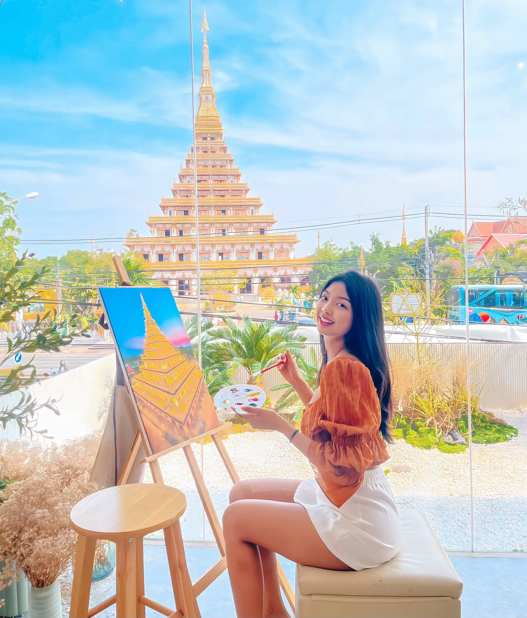 Tempris cafe 🛕 คาเฟ่วิววัดสวยๆ | แกลเลอรีที่โพสต์โดย Pimsane 🪻💜 | Lemon8