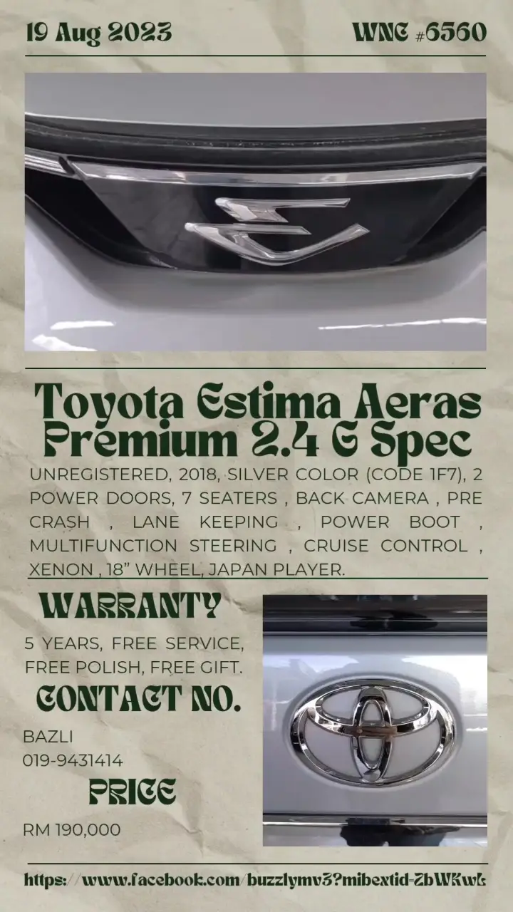 RM 190K - Toyota Estima Aeras Premium 2.4 G Unreg. | Video diterbitkan oleh Baz Li | Lemon8