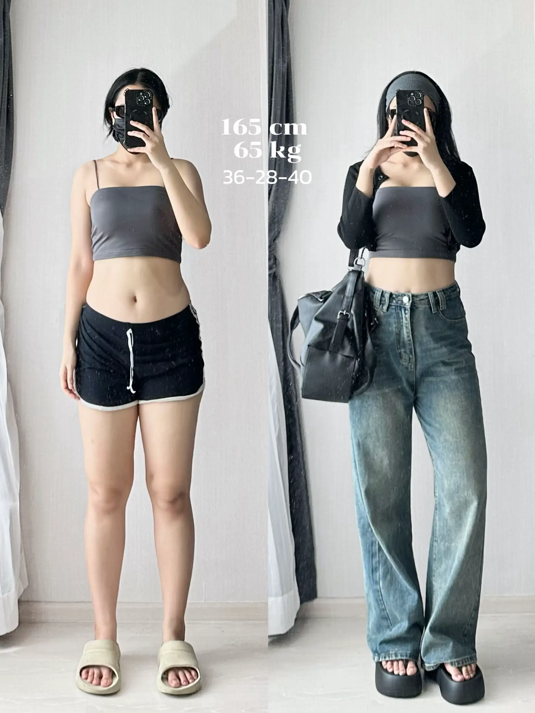 165cm 65kg ลุคพรางหุ่นสาวอวบสายฝอ ชิลล์ๆ ในวันหยุด 🖤 | แกลเลอรีที่โพสต์โดย toco | Lemon8