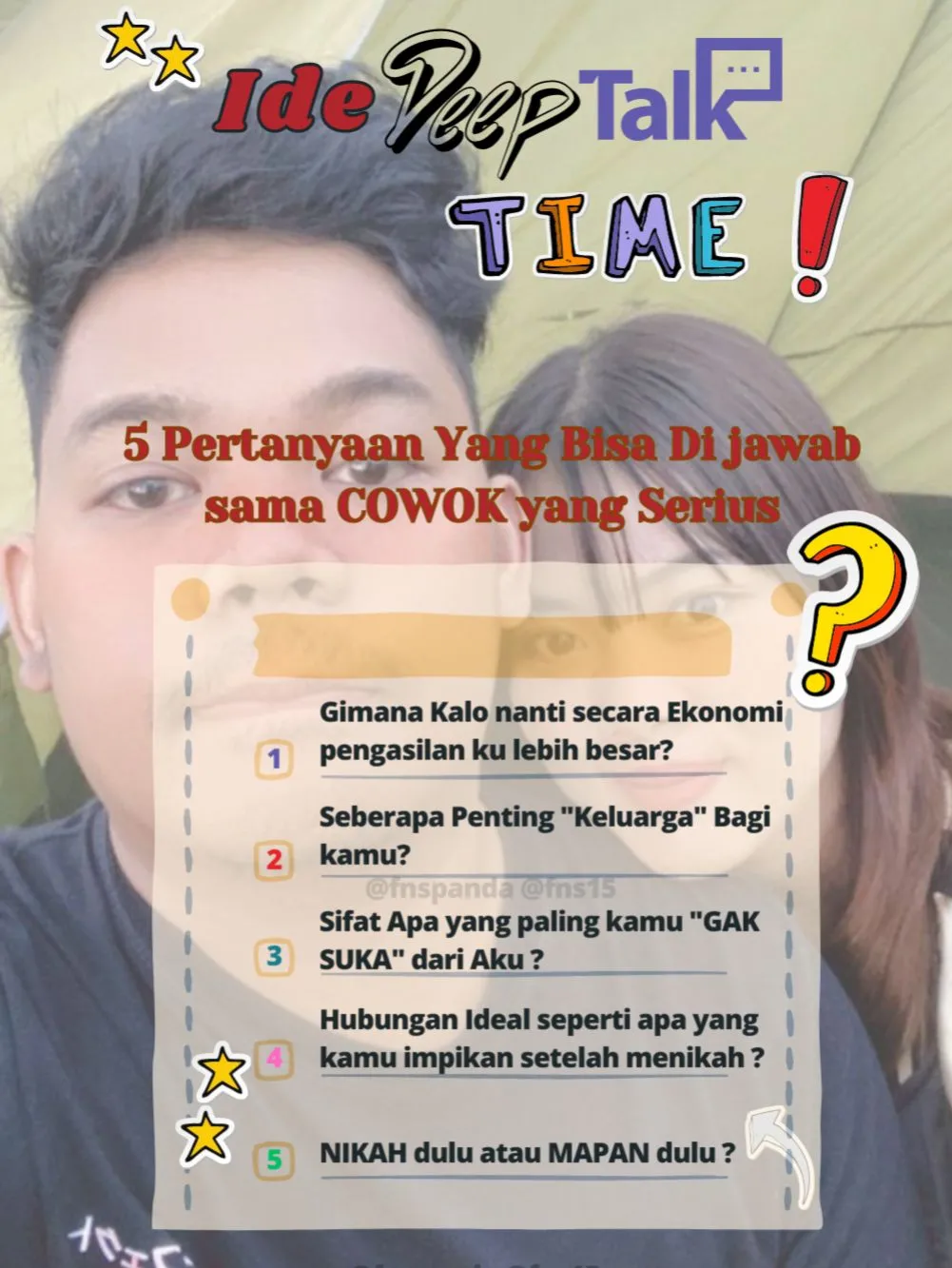 Ide Deep Talk ..... | Galeri diposting oleh fns | Lemon8